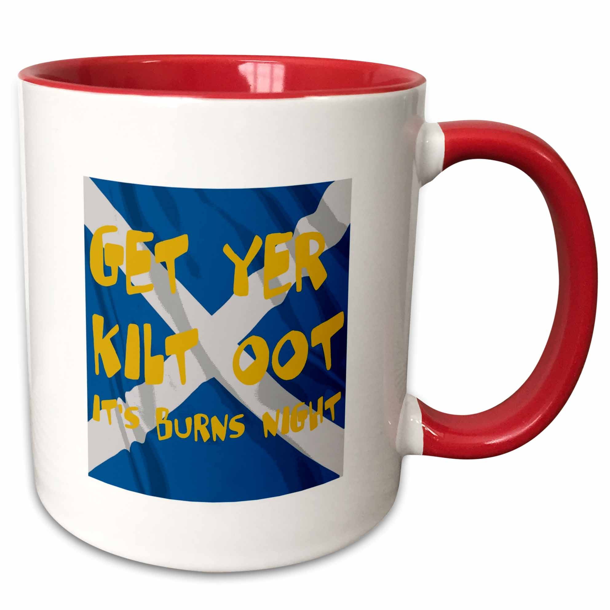 3drose, Get Yer Kilt Oot Its Burns Night Text with Saltire, 11oz Two ...