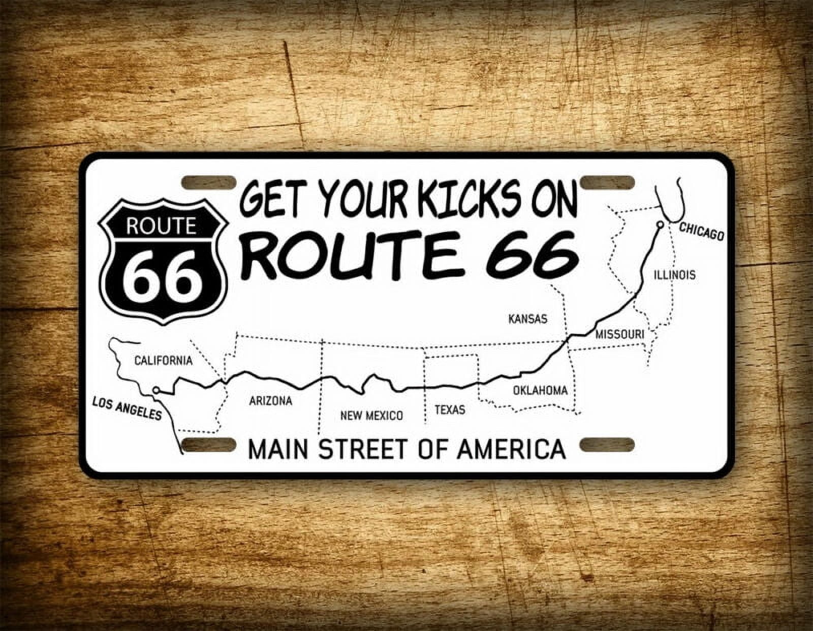 Get Your Kicks On Route 66 License Plate Mother Road Map Auto Tag ...