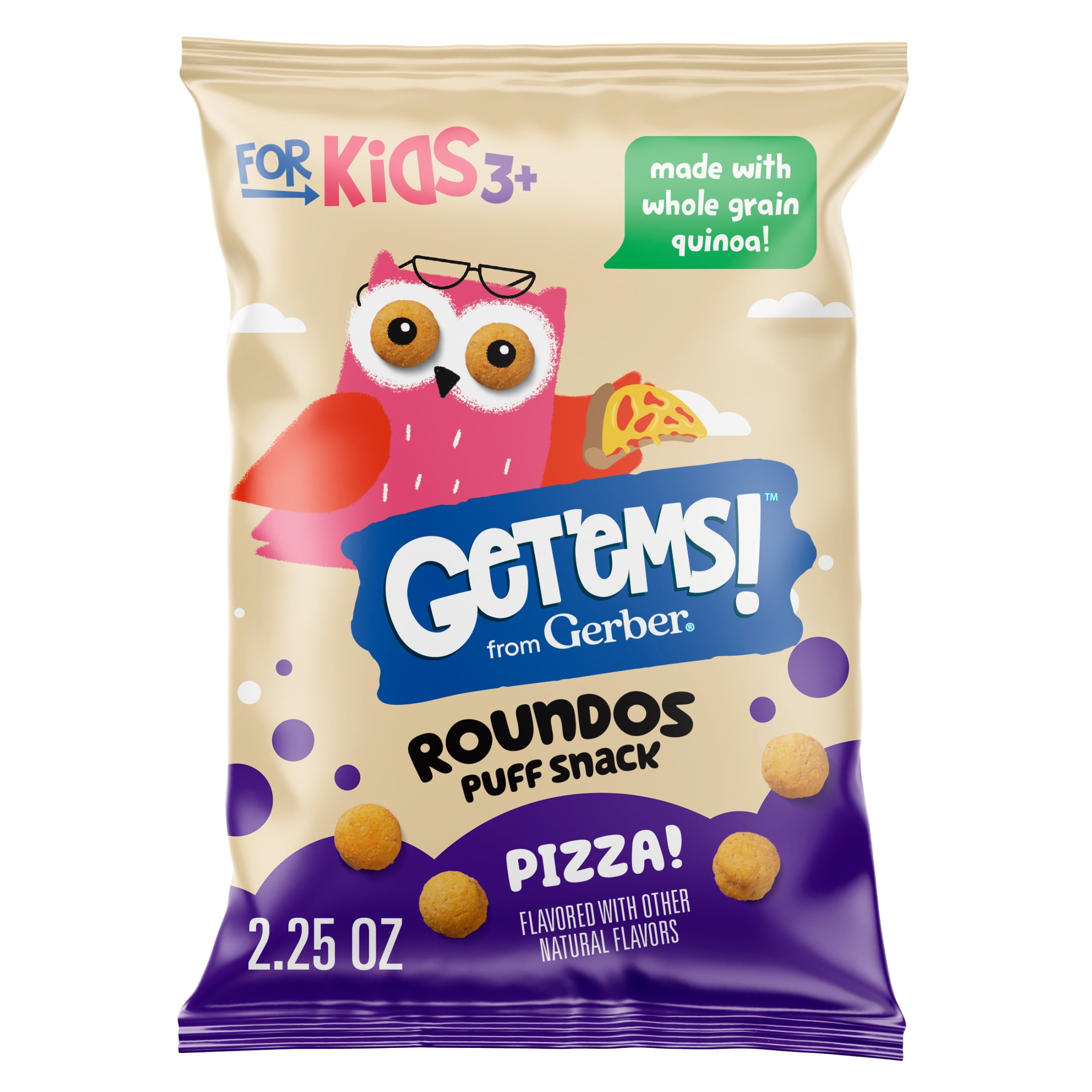Get'ems! from Gerber Pizza Roundos Puffs Snacks Kids Whole Grain Quinoa ...