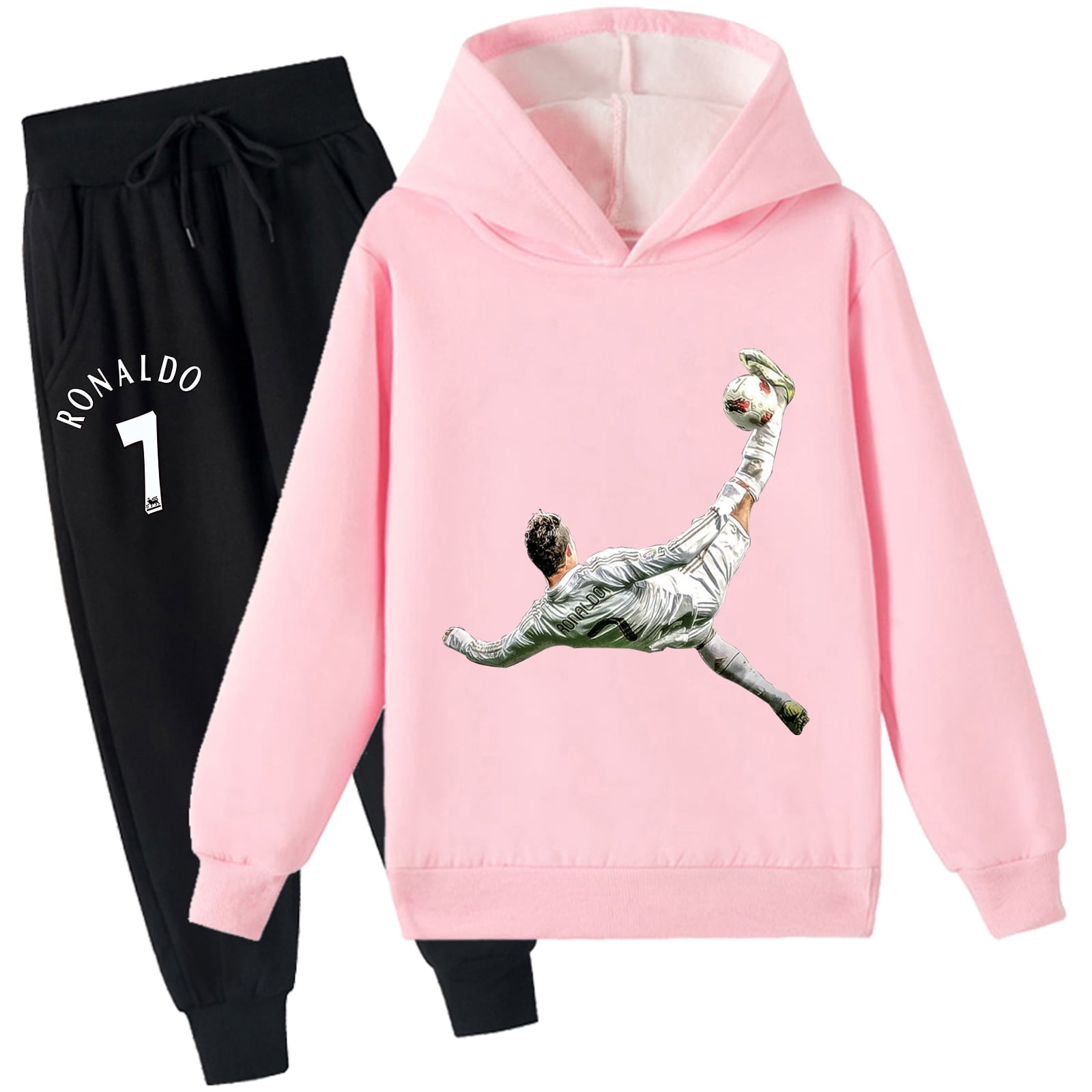 Get the Cristiano Ronaldo Look with Kids' Brushed Pullover Hoodie and Sweatpants Set - Walmart.com