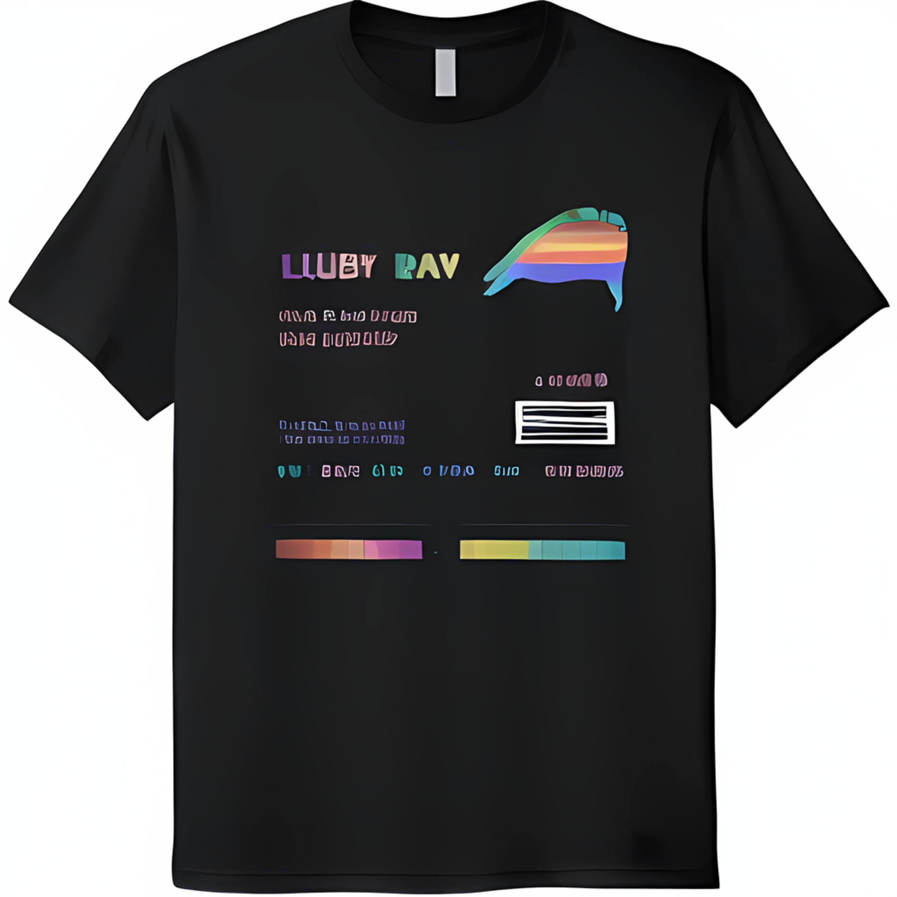Get the Trendy 'Libby Ray' Black T-Shirt with Rainbow Gradients & Data ...