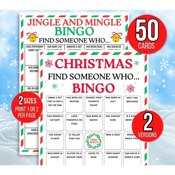 Get to Know You Christmas Bingo, Holiday Human Bingo, Jingle and Mingle ...