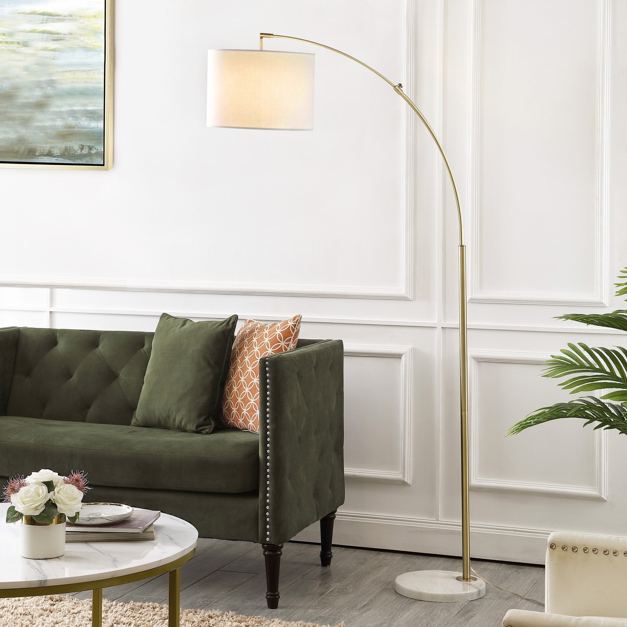 GetLedel 72-inch Modern Arch Floor Lamp with White Marble Base Gold ...