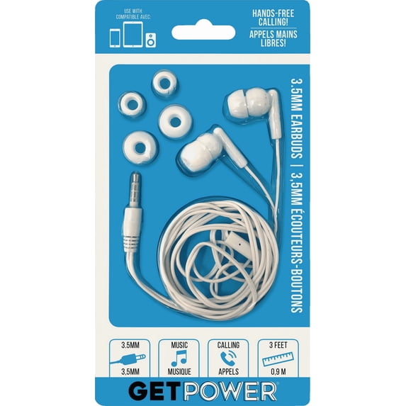 GetPower 3 Ft. Earbuds - Single Pack - Walmart.com