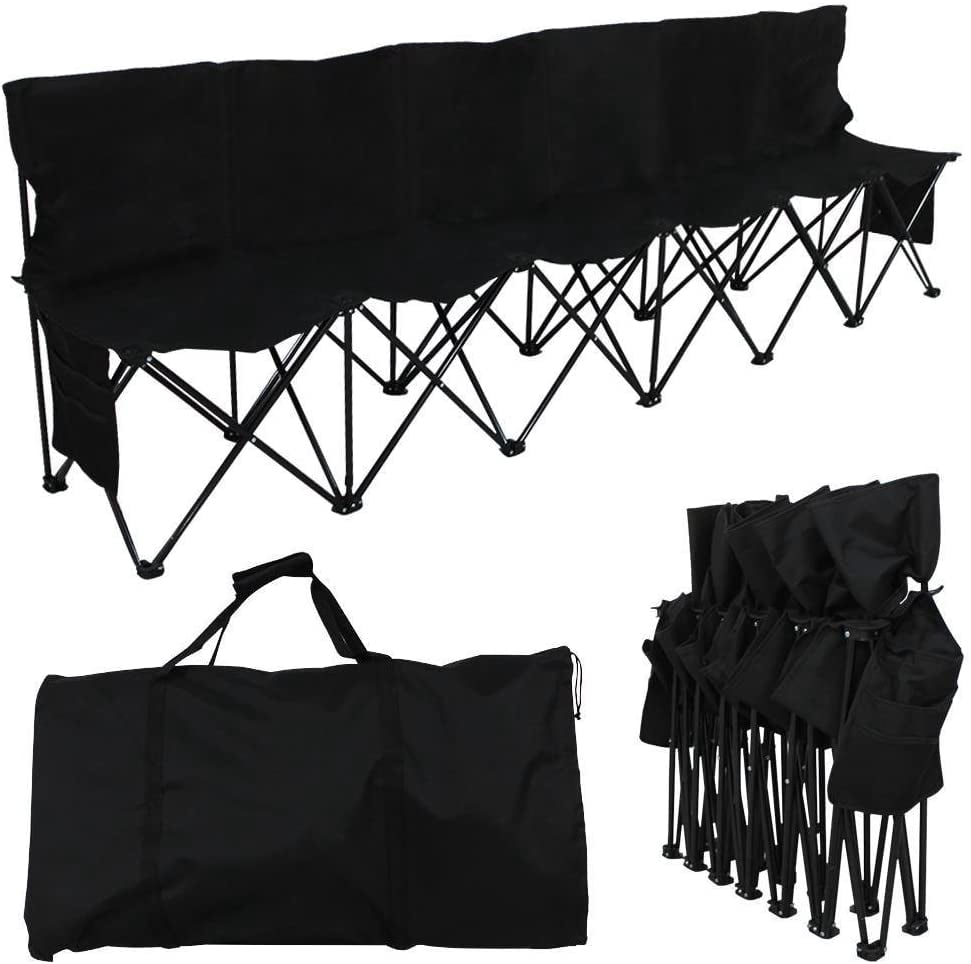 GetRich Foldable Sideline Bench 600D Oxford Double Layer Fabric 6 Seats ...