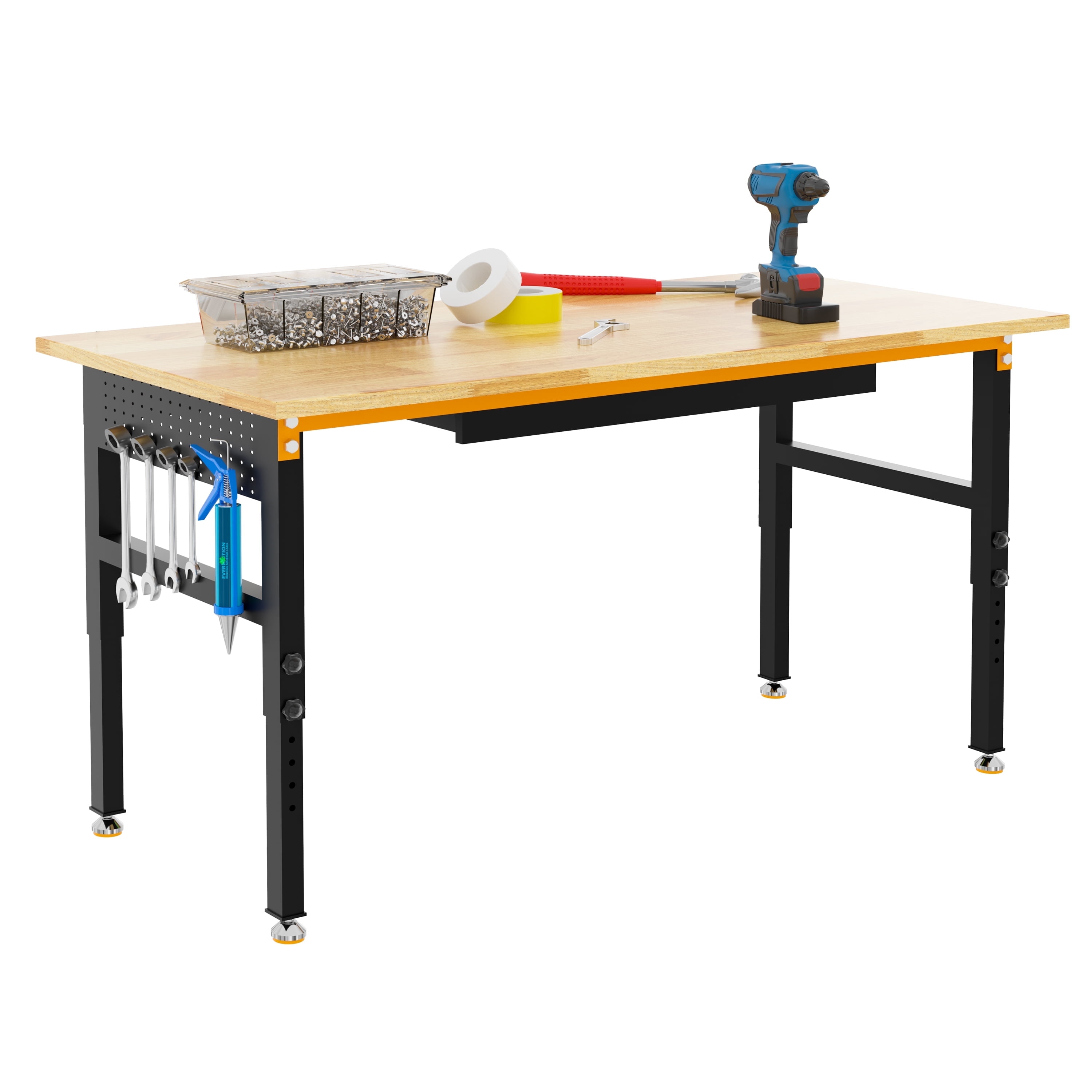 GetYes Adjustable Workbench, Rubber Wood Heavy Duty, 2000 LBS Capacity ...