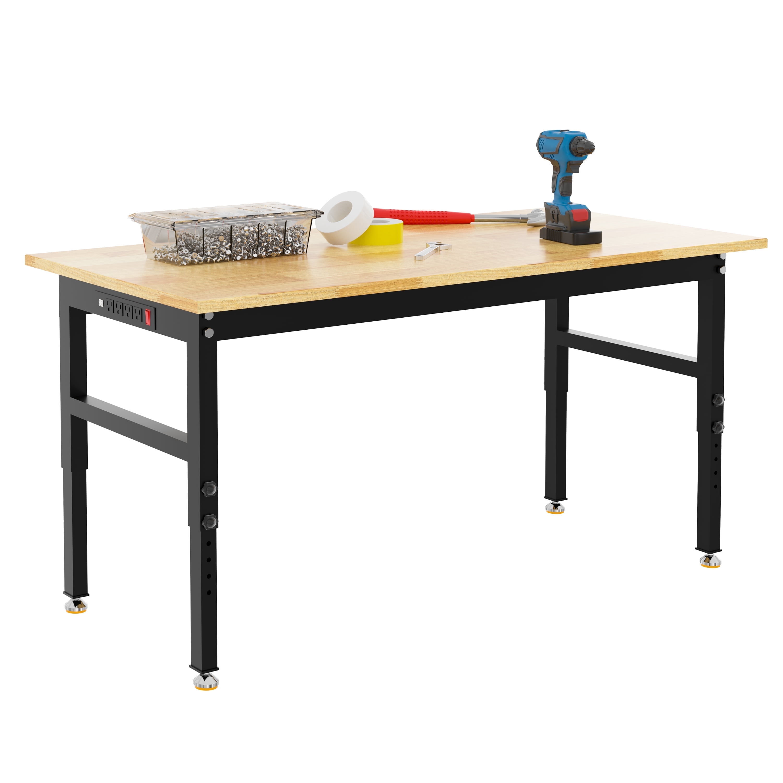 GetYes Adjustable Workbench, Rubber Wood Heavy Duty Workstation, 2000 ...