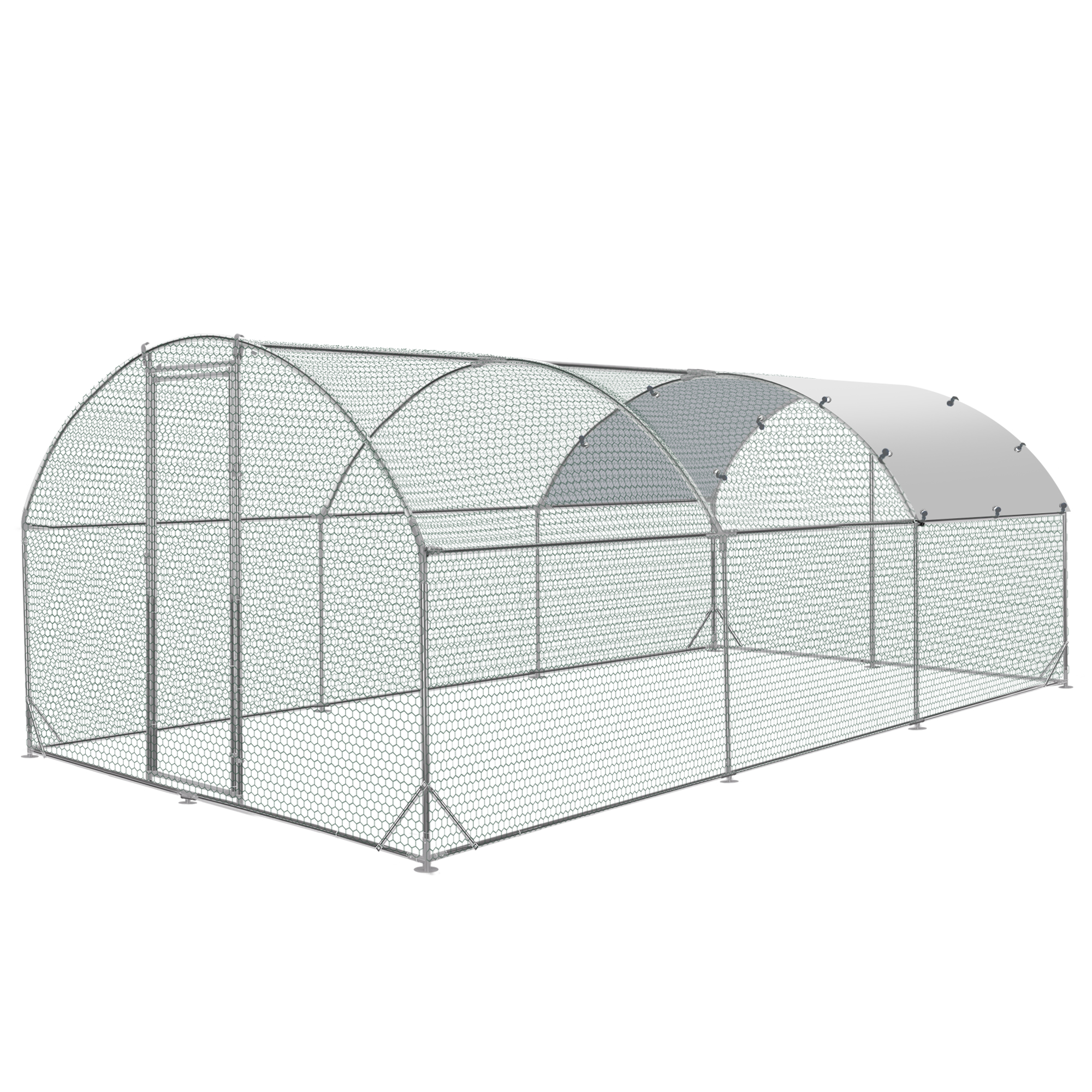 vidaXL Chicken Cage Walk-in Chicken Coop Pen Poultry Cage Galvanized ...