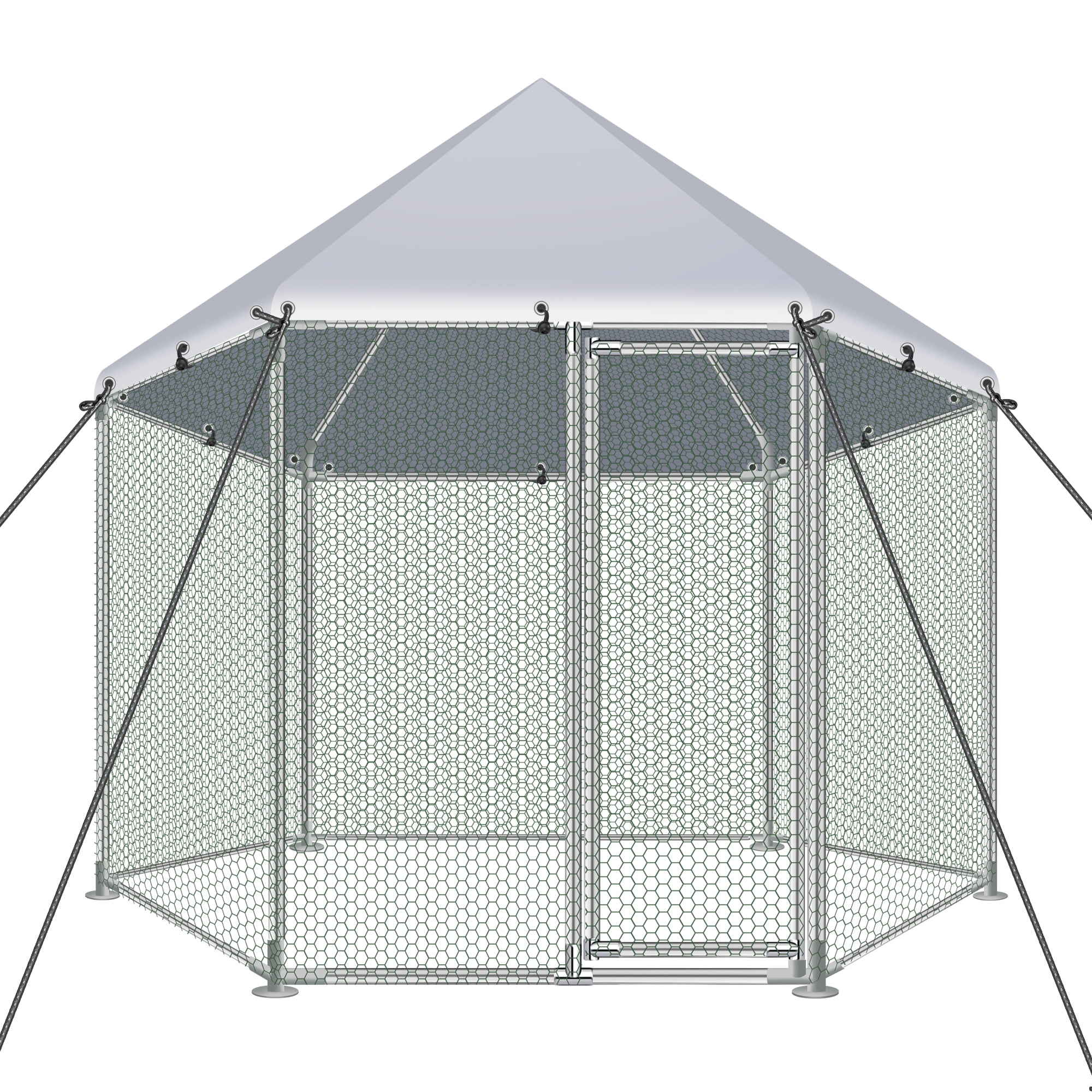 GetYes Galvanized Steel Chicken Coop with Water-Resistant Oxford Tarp ...