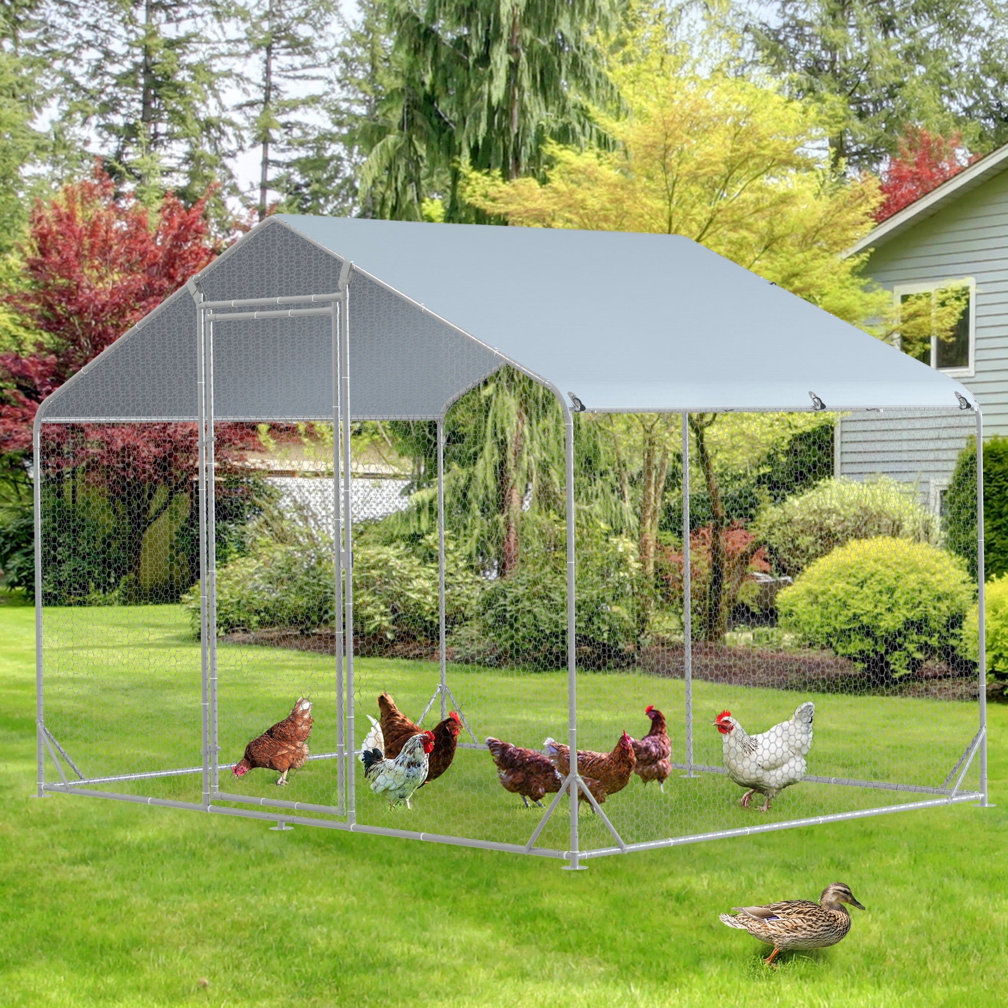GetYes Predator Proof Chicken Coop with Steel Frame, Oxford Tarp ...