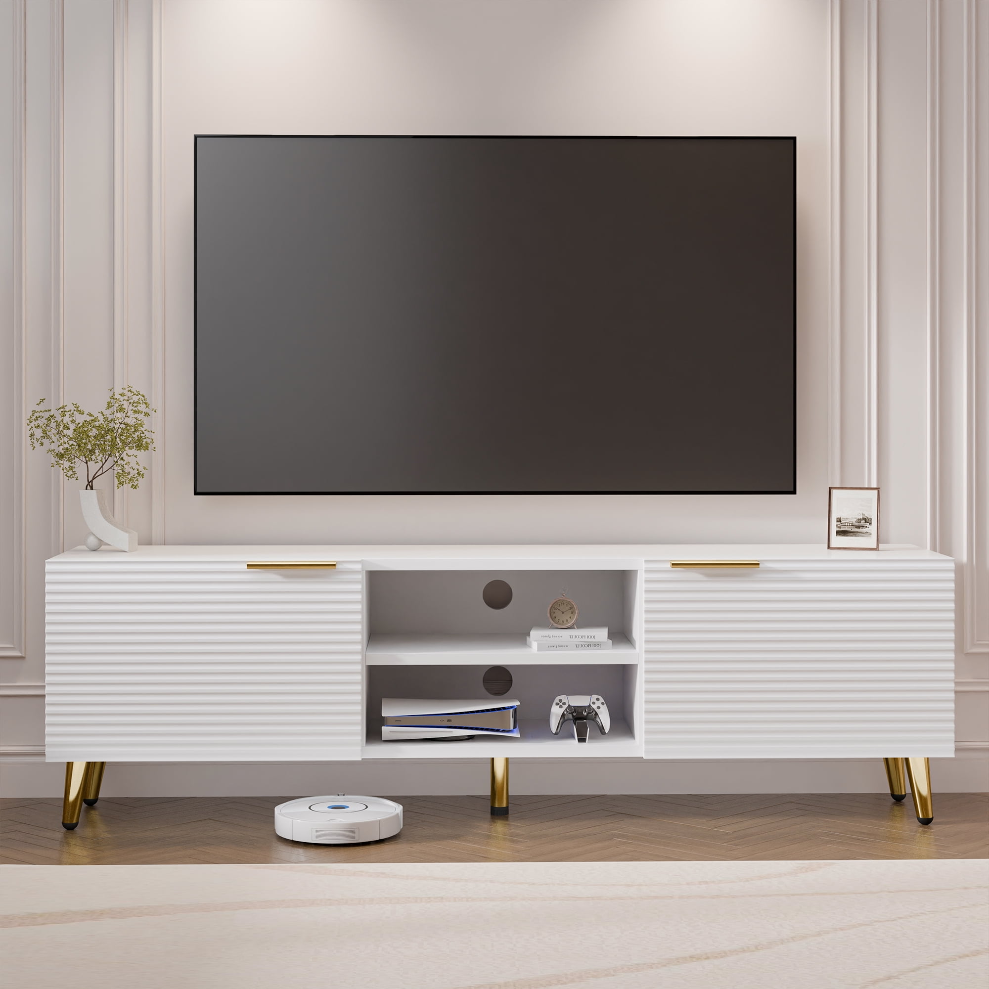GetYes TV Stand for 65 Inch TV, Modern Entertainment Center with ...
