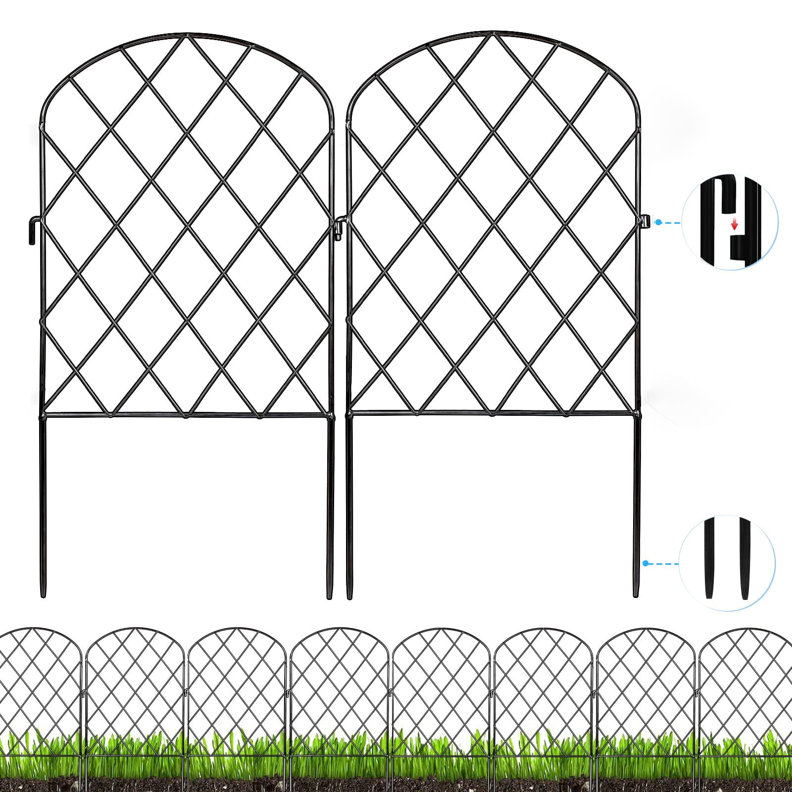 Getlay Decorative Garden Fence 24 Pack,24 Ft (L) X 24 in (H) Black Mesh ...