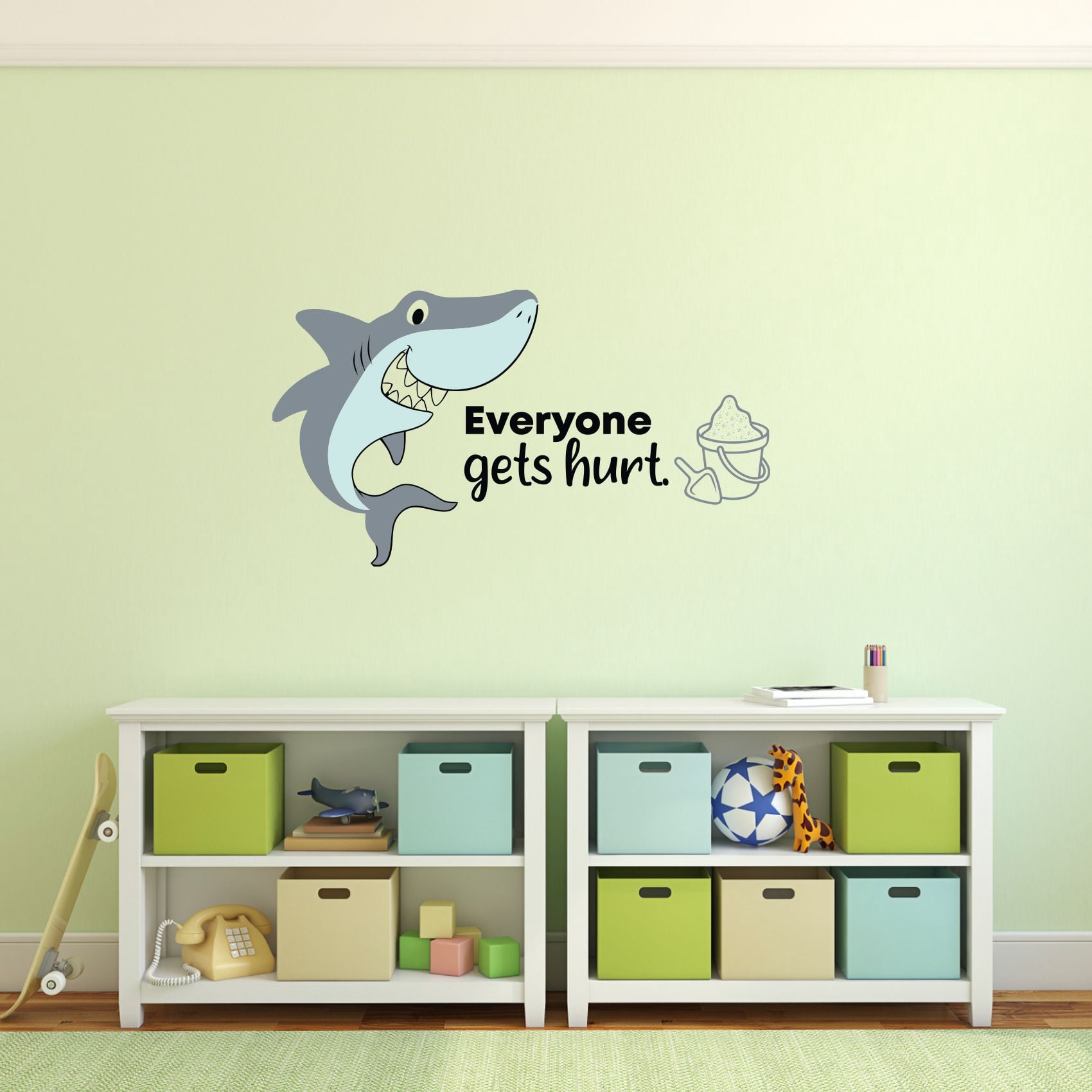 Gets Hurt Shark Animal Life Quote Cartoon Quotes Decors Wall Sticker ...