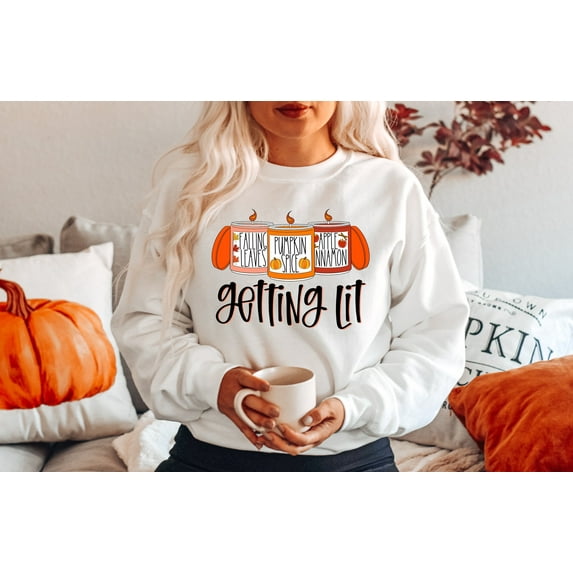 Getting Lit fall Shirt, Pumpkin Shirt, Getting Lit Candles Shirt, Fall ...