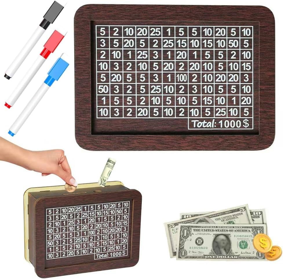 Gettoreach Cash Vault Wooden Savings Box,Kakeibo Money Saving Box ...