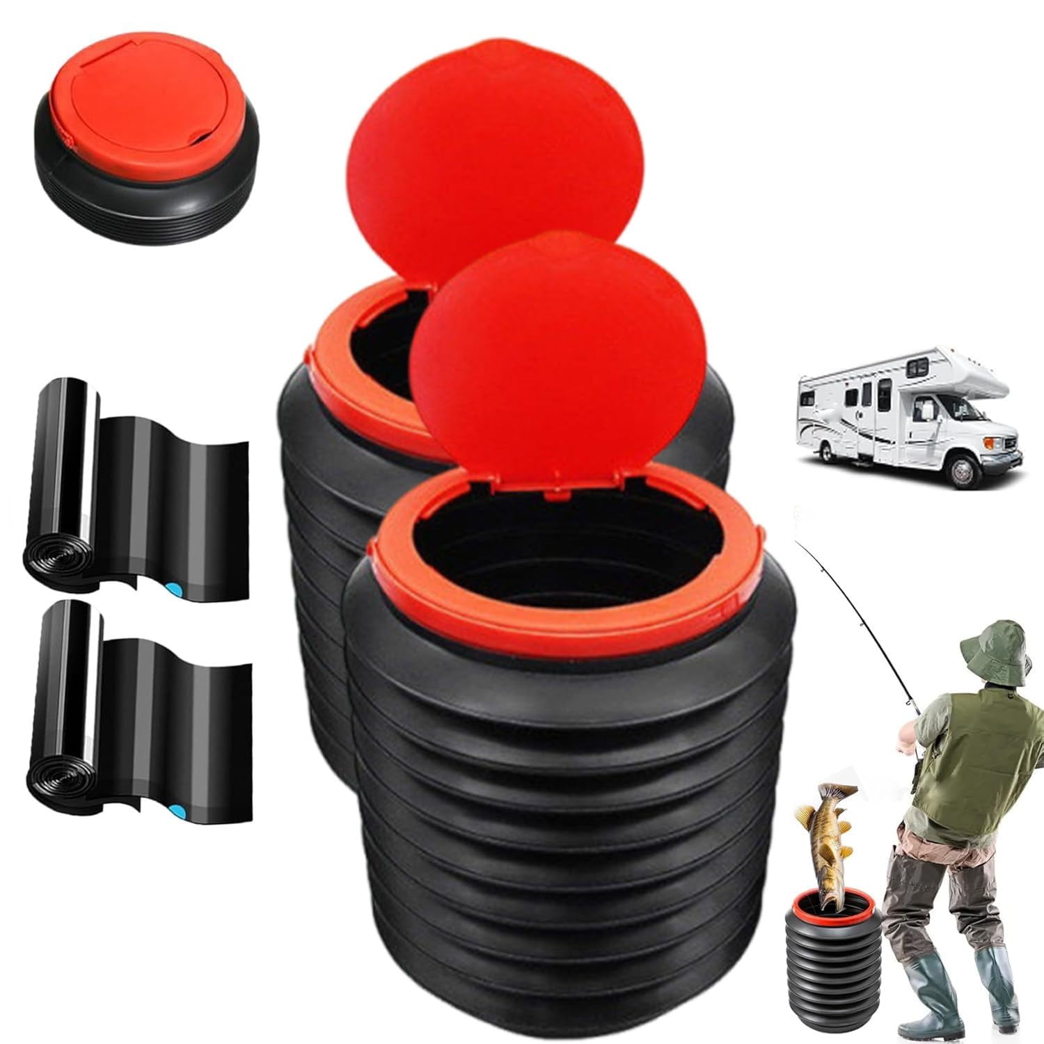 Gettoreach Portable Car Trash Bin, Foldable Outdoor Fishing Bucket ...