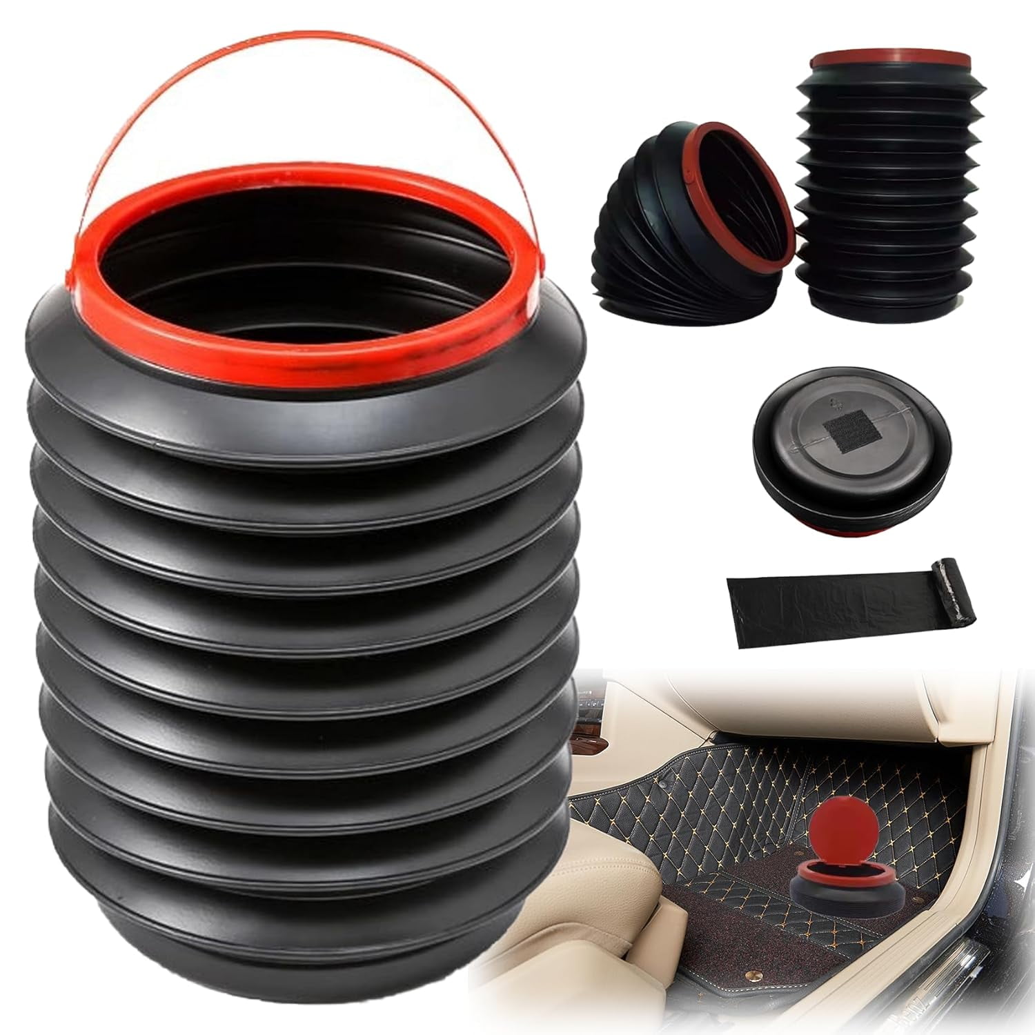 Gettoreach Portable Car Trash Bin, Multi-Purpose Folding Waste ...