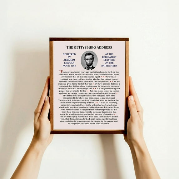 Gettysburg Address Wall Art Gift, Abraham Lincoln Speech Print ...