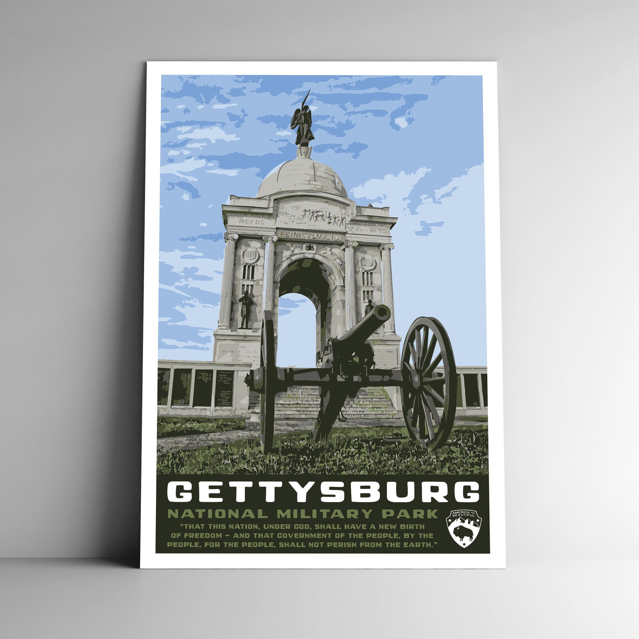 Gettysburg National Military Park Vintage Travel Poster / Postcard WPA ...