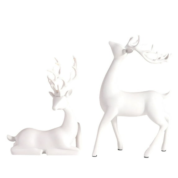 Getwin Deer Figurine,,2Pcs Resin Sitting and Standing Deer Statues ...