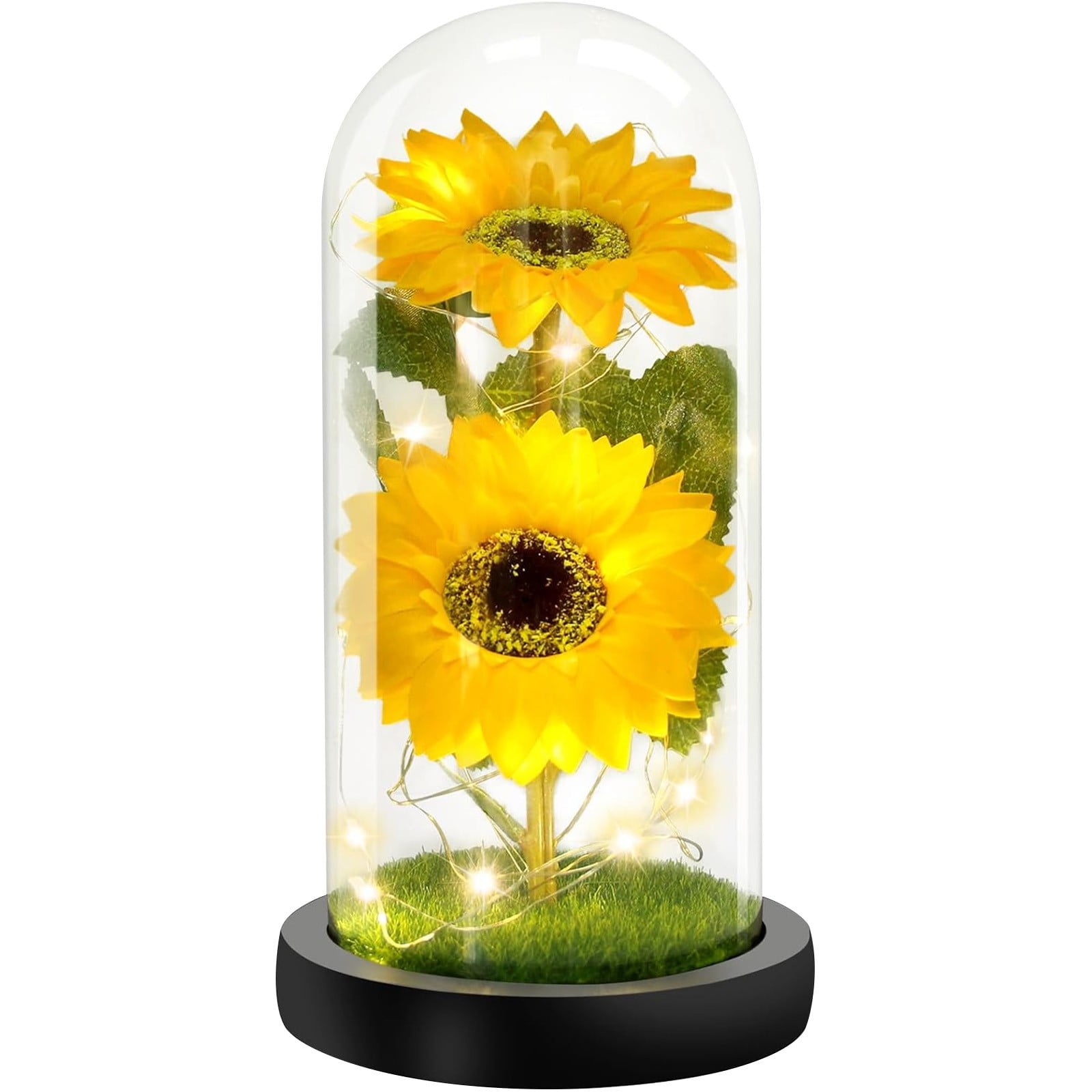 Getwin Desktop Dress Up,Glass-Covered Soap Flower Ornament,Sunflower In ...