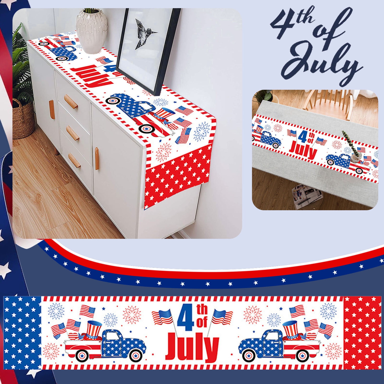 Getwin Household Antependium,Independence Day Table Flag,American Flag ...