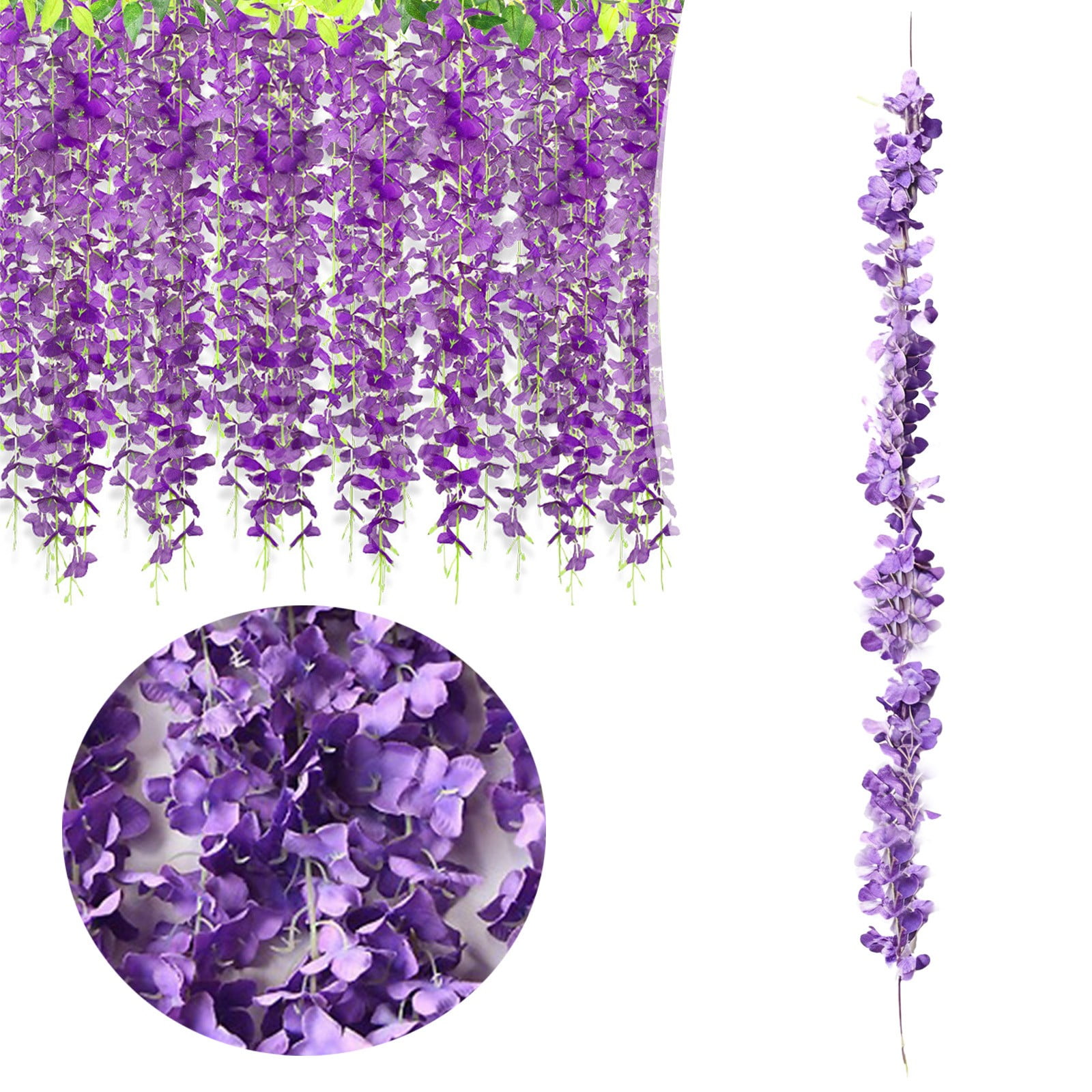 Getwin Purple Wisteria Flower Bouquet,Plastic Artificial Wisteria 10Pc ...