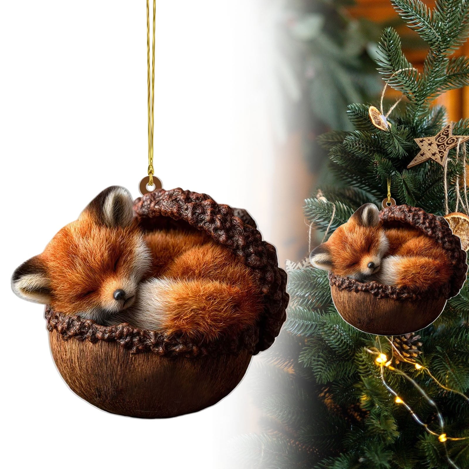 Getwin forest Animal Christmas Ornament,Acrylic Acorn Holiday ...