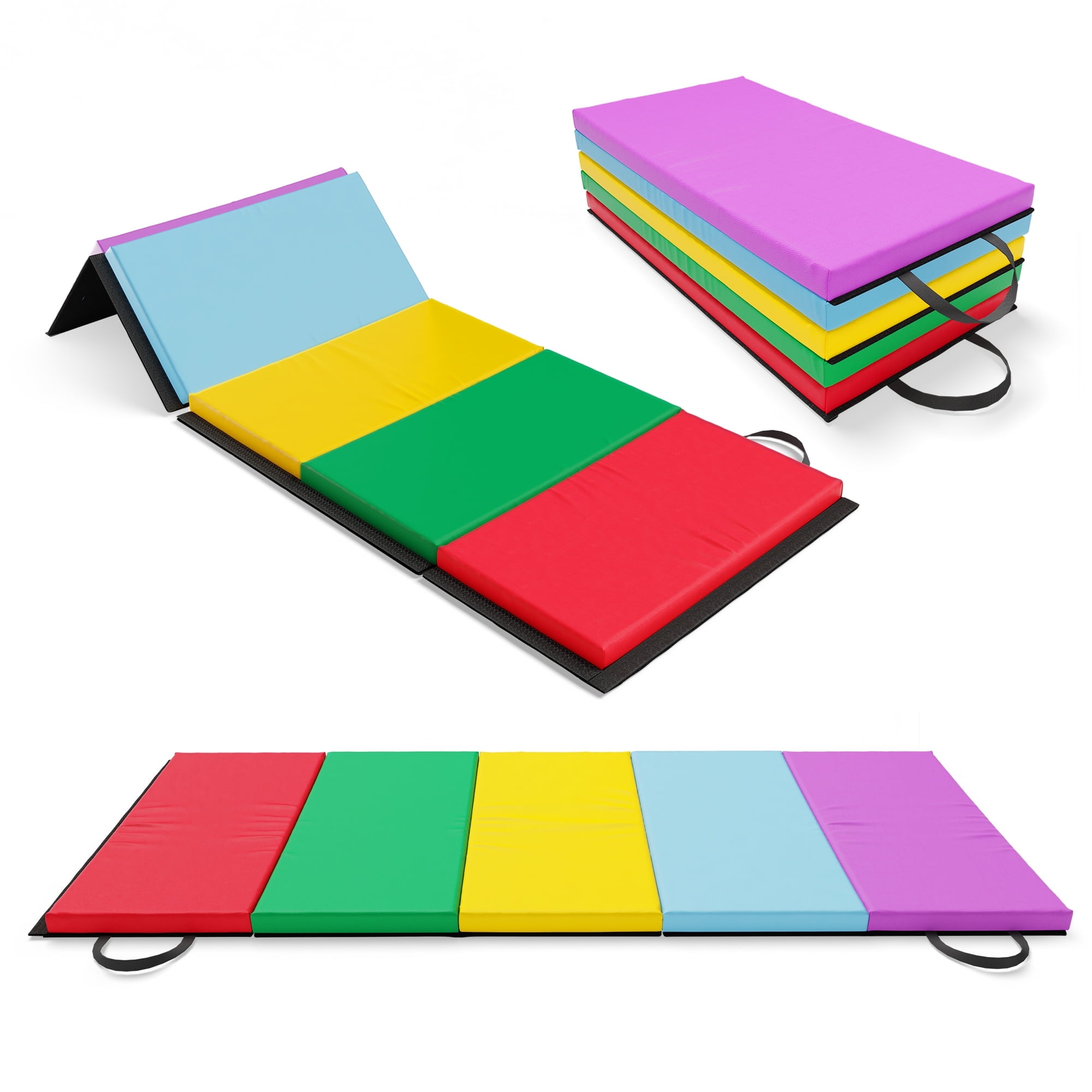 Getyes 2Pcs 1.5" Thick Folding Gymnastics Mats for Tumbling, Multicolor ...