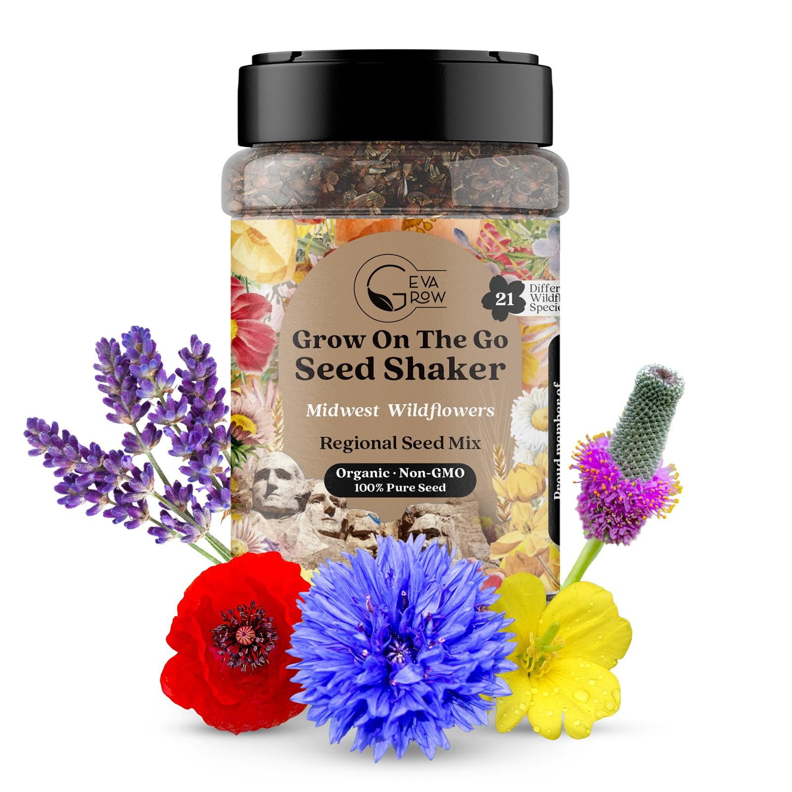 Geva Grow on the Go Seed Shaker - Midwest Wildflower Seeds Regional Mix ...