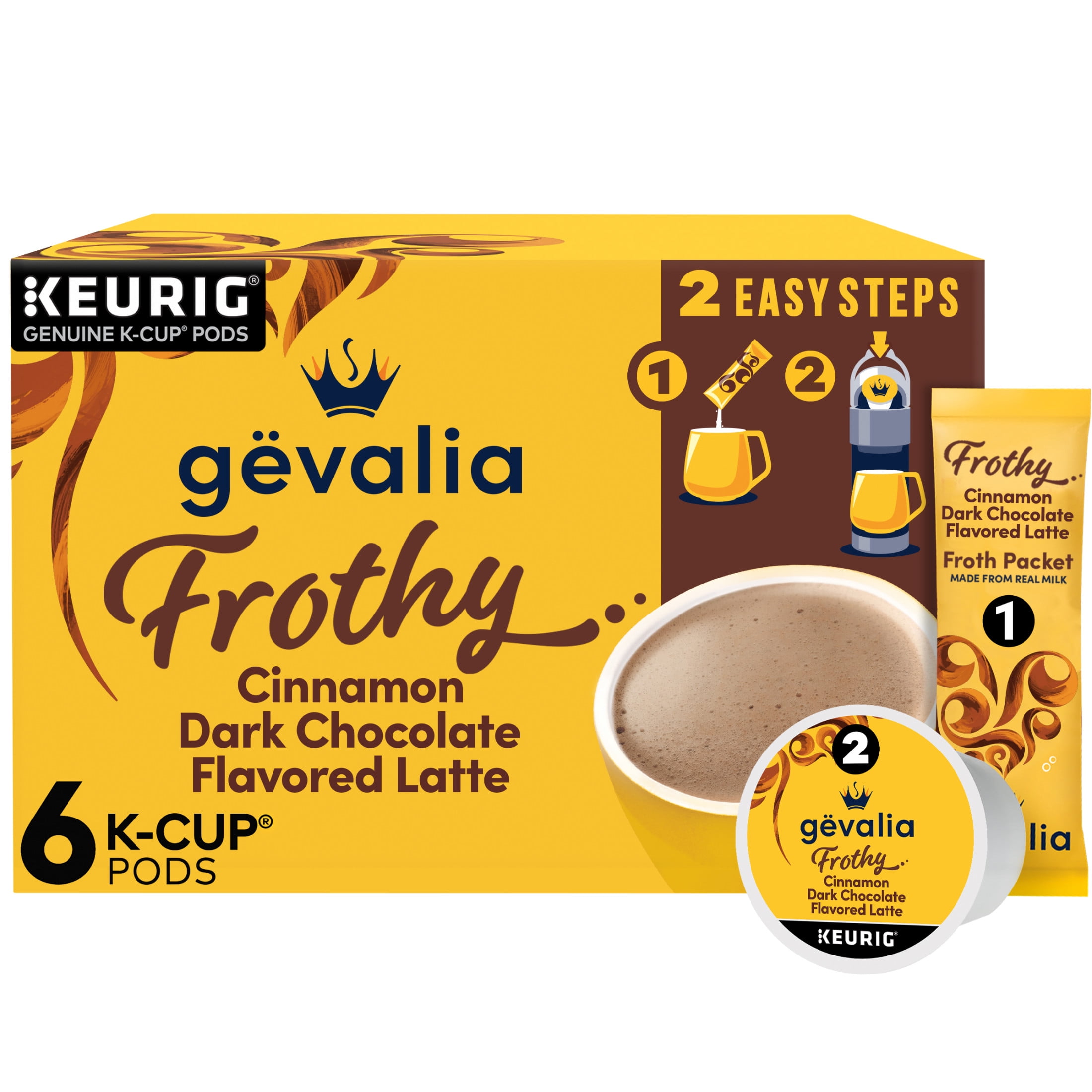 Gevalia Frothy 2-Step Cinnamon Dark Chocolate Flavored Latte Espresso ...