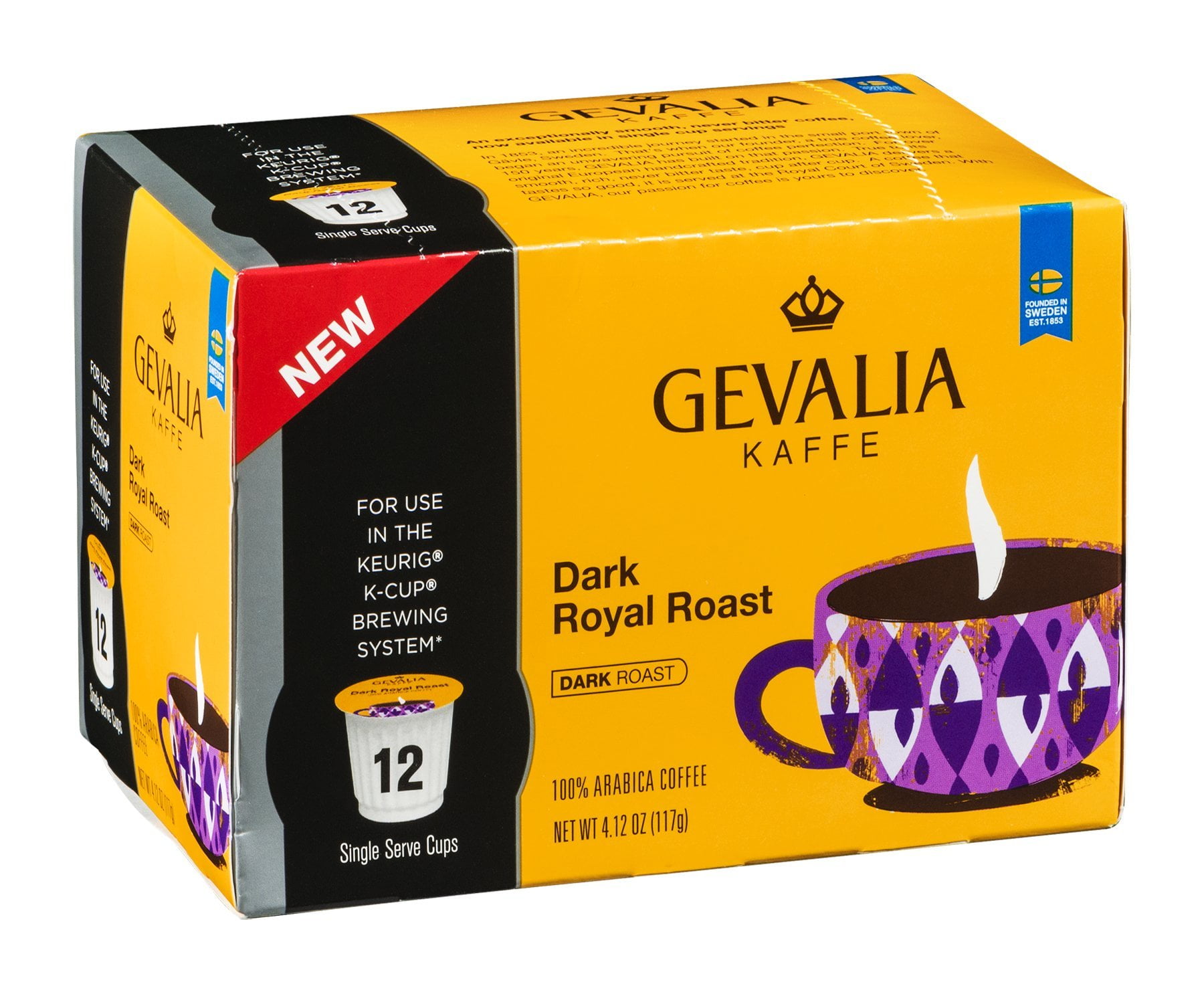 Gevalia Kaffe 100% Arabica Coffee Single Serve K-Cups Dark Royal Roast ...