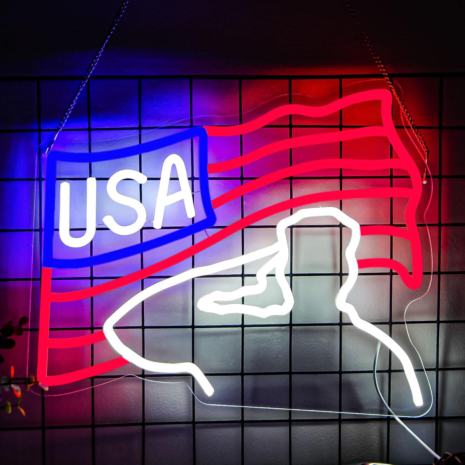 Gevbay Veterans Day Neon Sign USA Flag Led Light Sign for Wall Decor ...