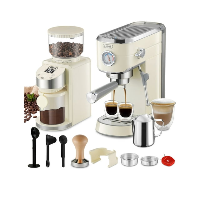 Gevi 20 Bar Automatic Espresso Machine with Removable Cup and 35 Precise Grind Settings Burr ...