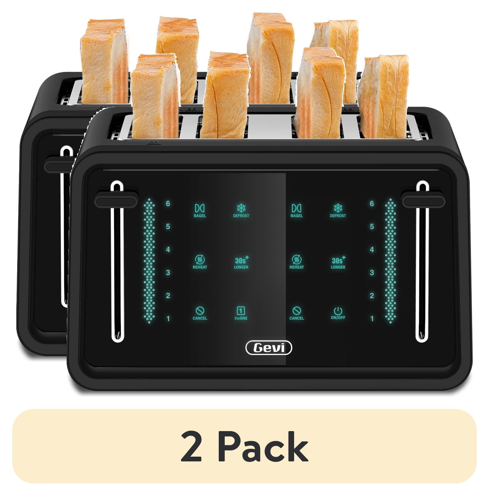 (2 pack) Gevi 4-Slice Toaster with LED Display, Touchscreen, and Dual ...