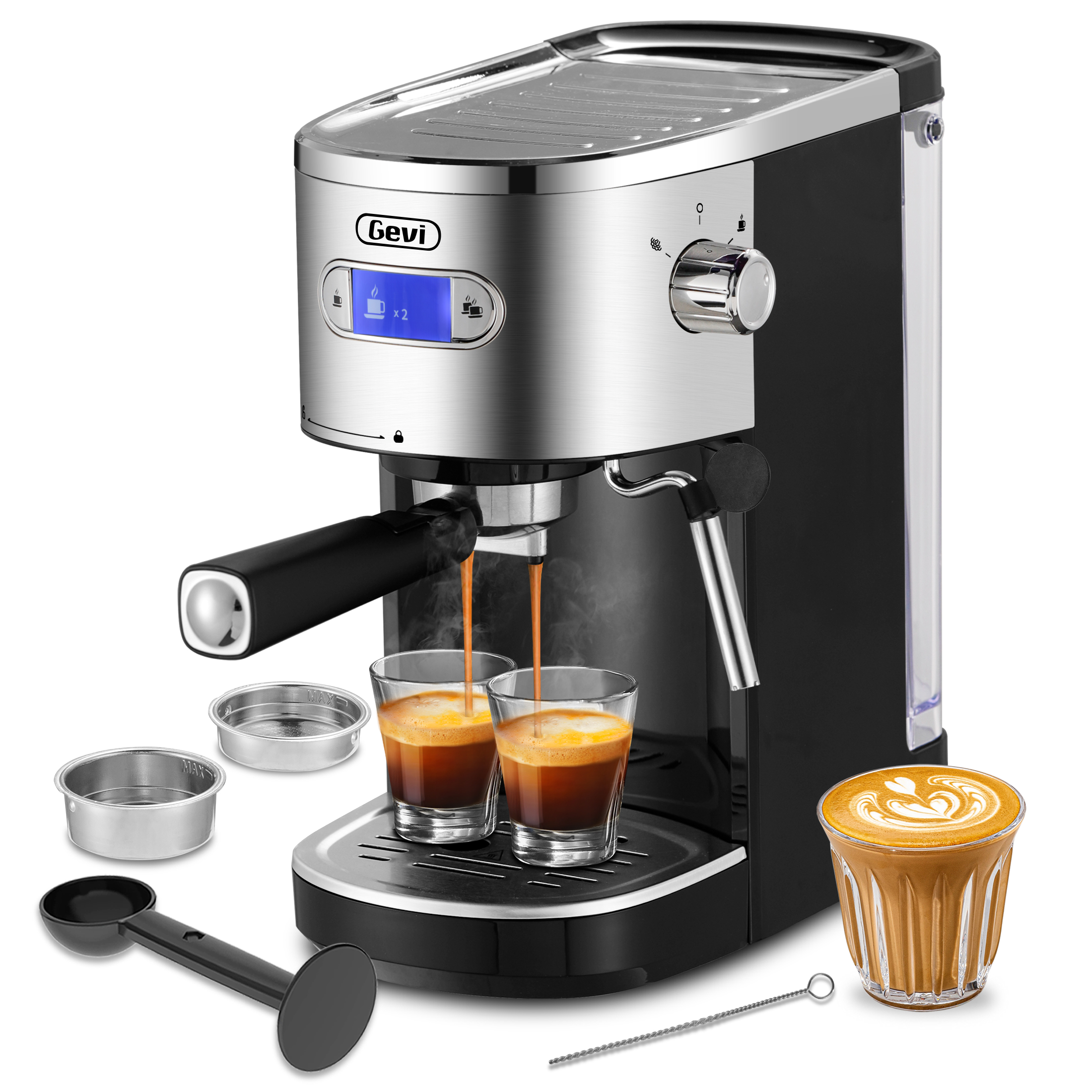 Auseo 20 Bar Semi-Automatic Coffee Maker, Steam Milk Foam for Home ...