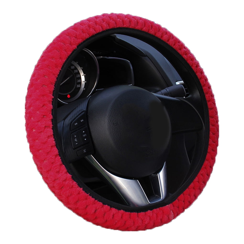 GeweYeeli Universal Soft Warm Plush Car Steering Wheel Cover Elastic ...