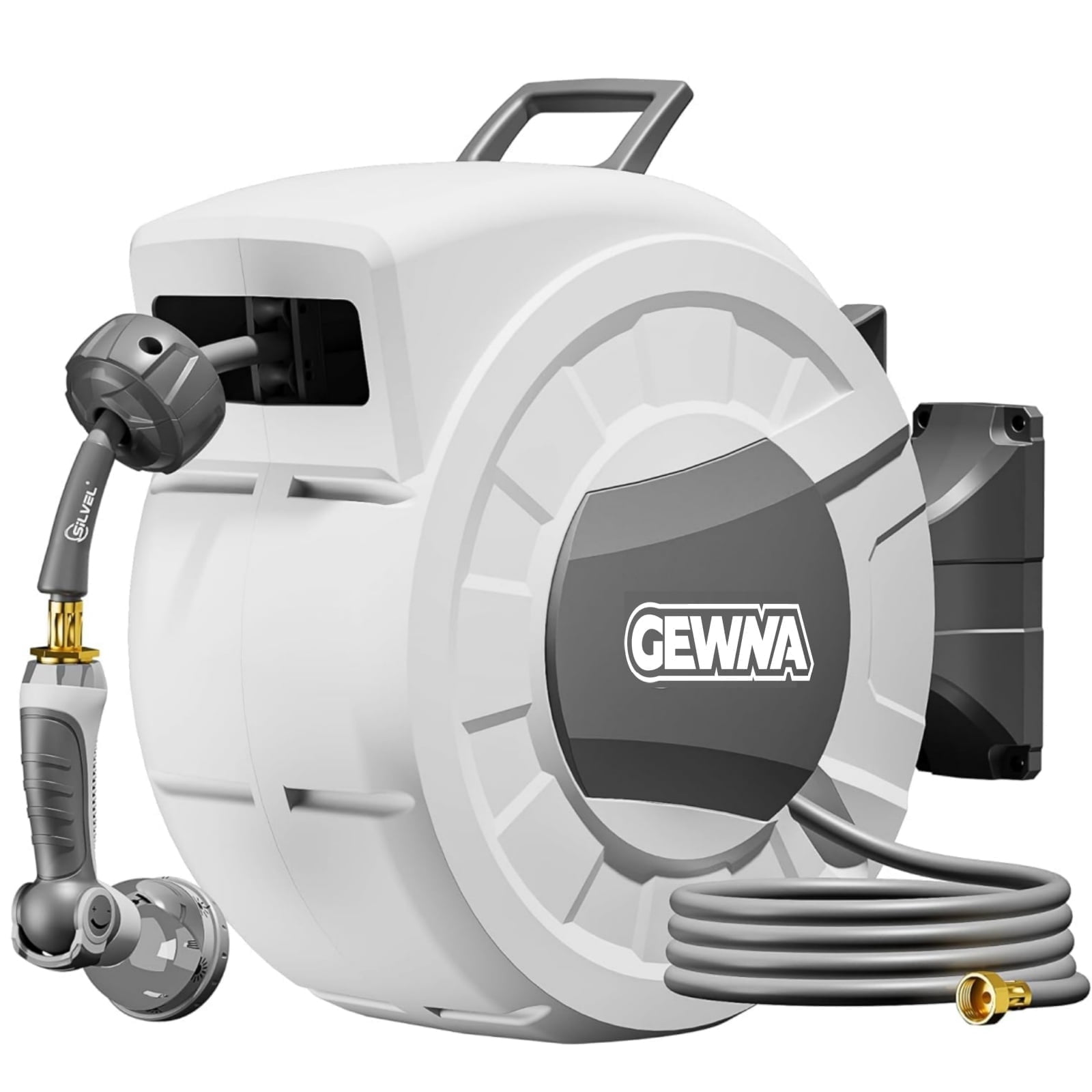 Gewna 1/2 in x 120 ft Retractable Wall Mounted Garden Hose Reel with 10 ...