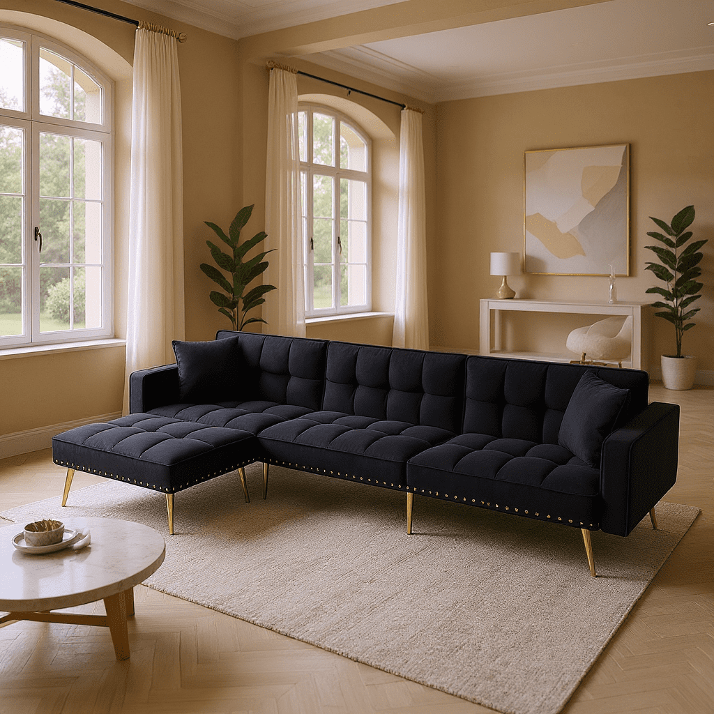 Gewnee 107”L Shaped Sectional Sleeper Converted Sofa Bed with ...