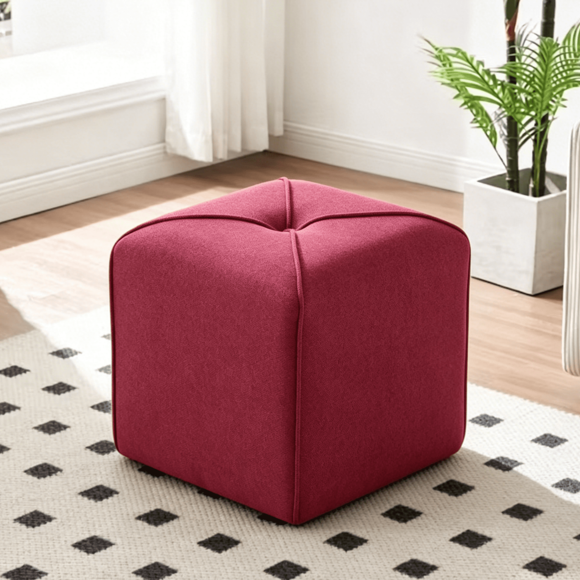 Gewnee 16.54" Square Linen Ottoman – Footrest,Seat & Side Table,No ...