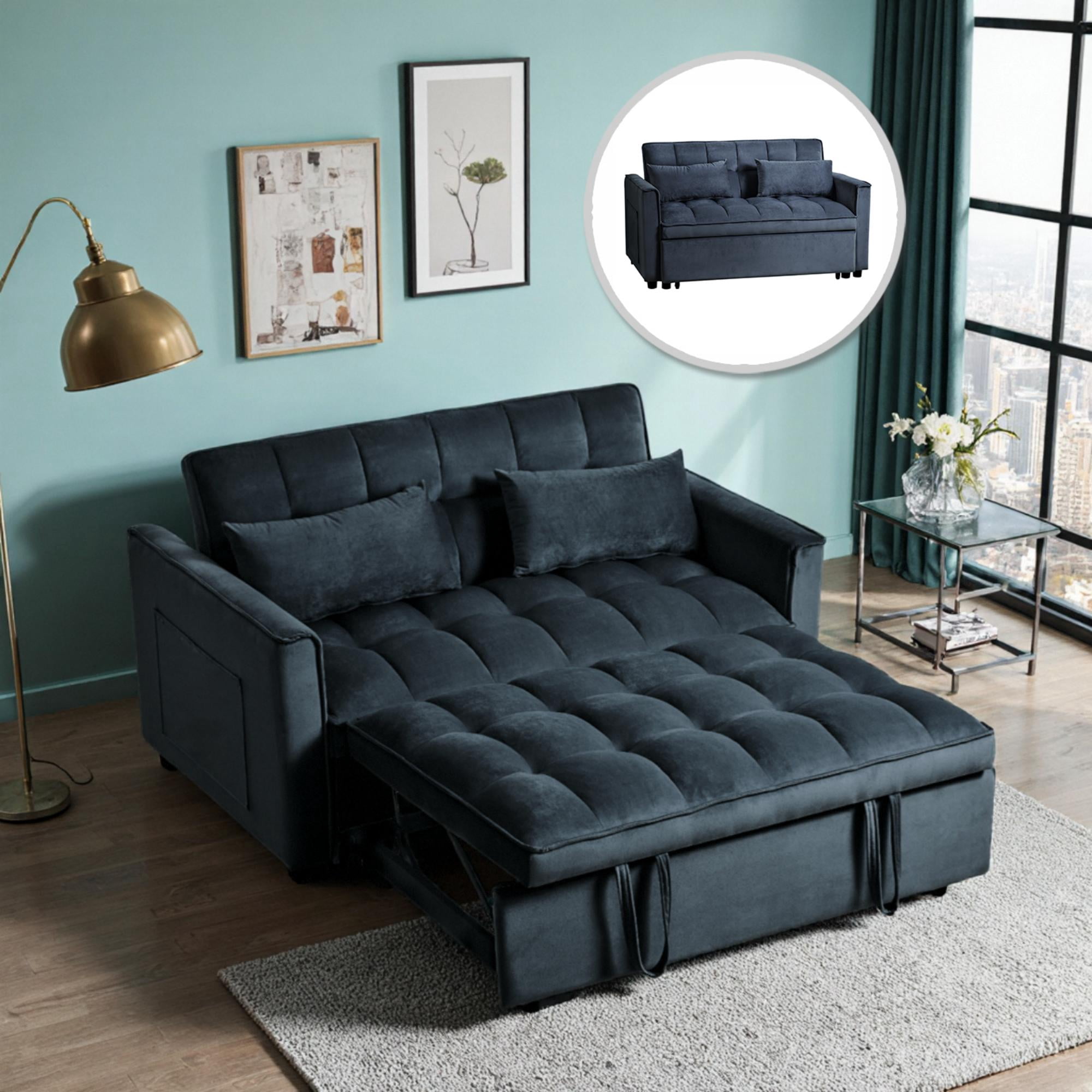 Gewnee 52.75''Convertible Sleeper Sofa with Adjustable Backrest ...