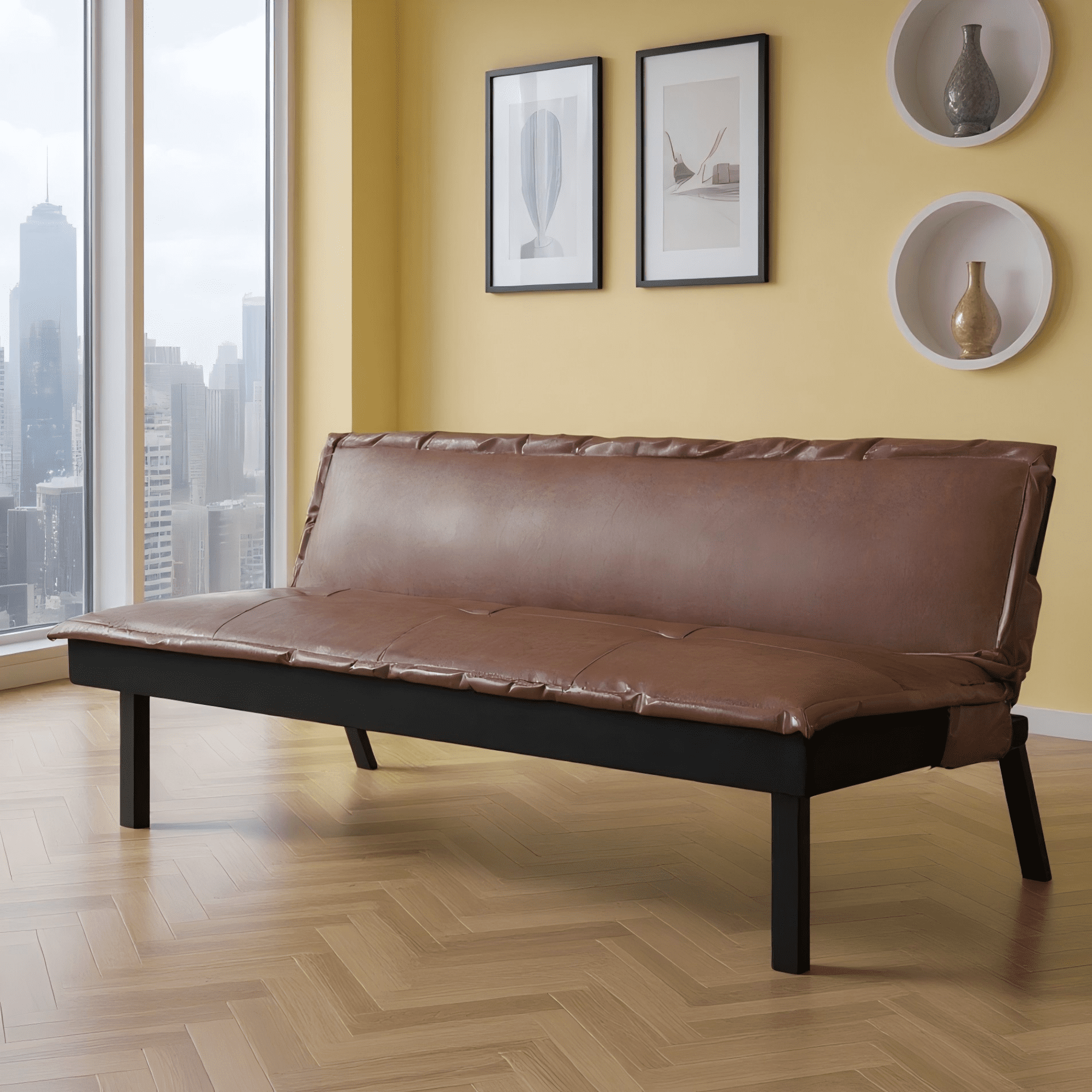 Gewnee 64.6" Convertible Sleeper Sofa Bed, Velvet Futon Couch with Push ...