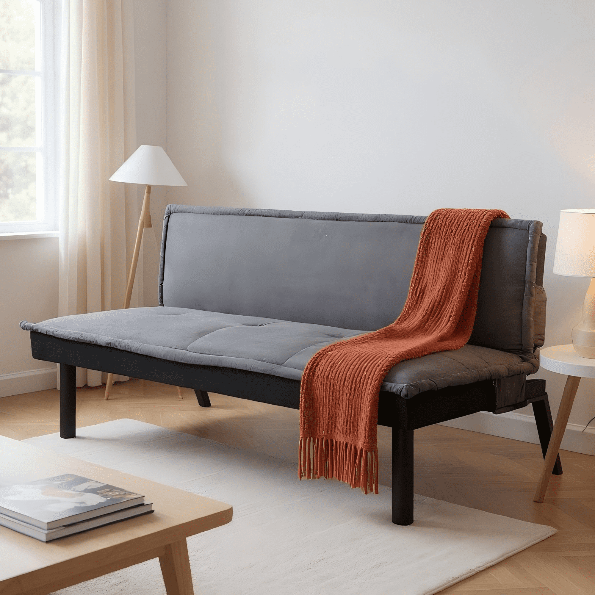 Gewnee 64.6" Convertible Sleeper Sofa Bed, Velvet Futon Couch with Push ...