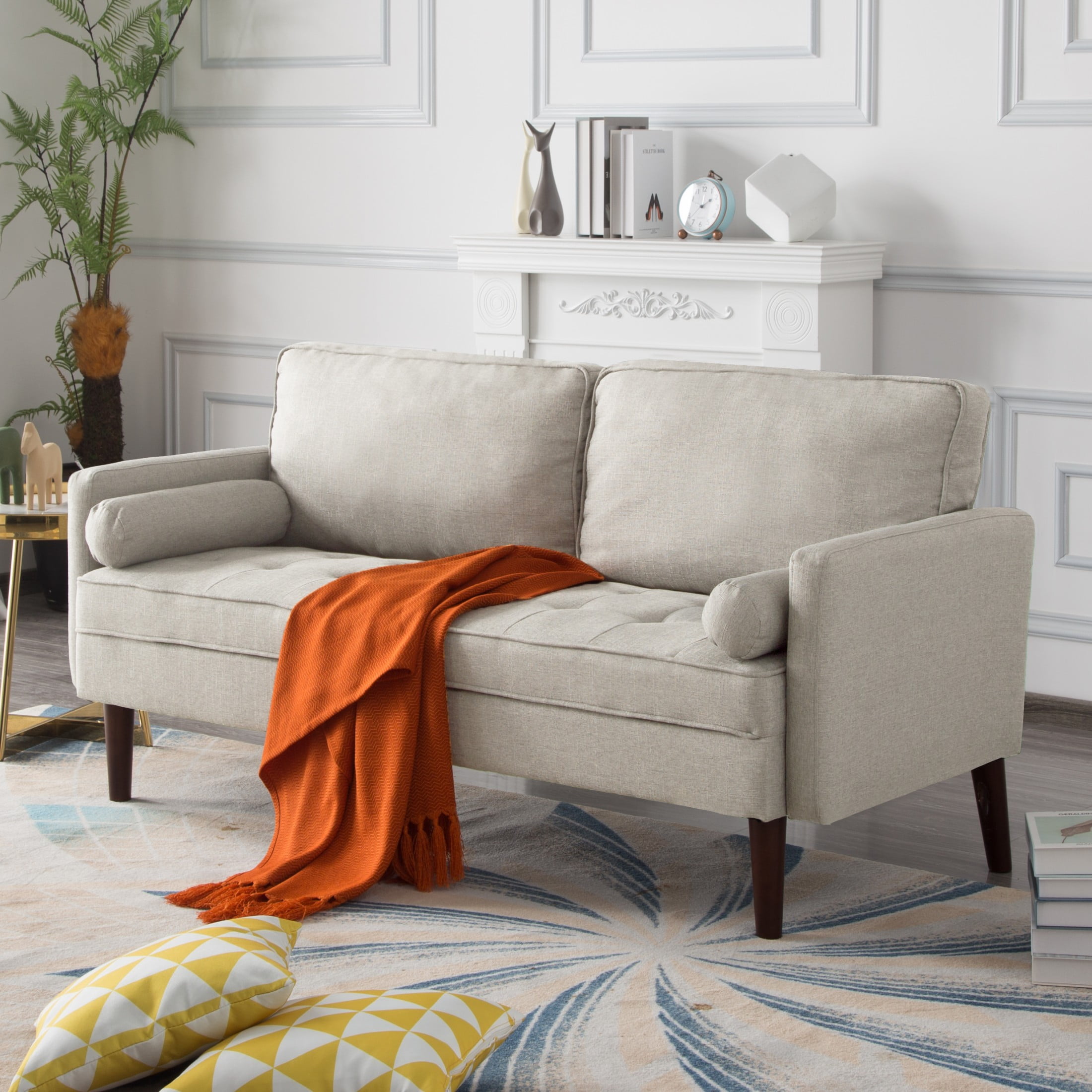 Gewnee 65"Modern Loveseat Couch, Upholstered Sofa with Removable Back ...