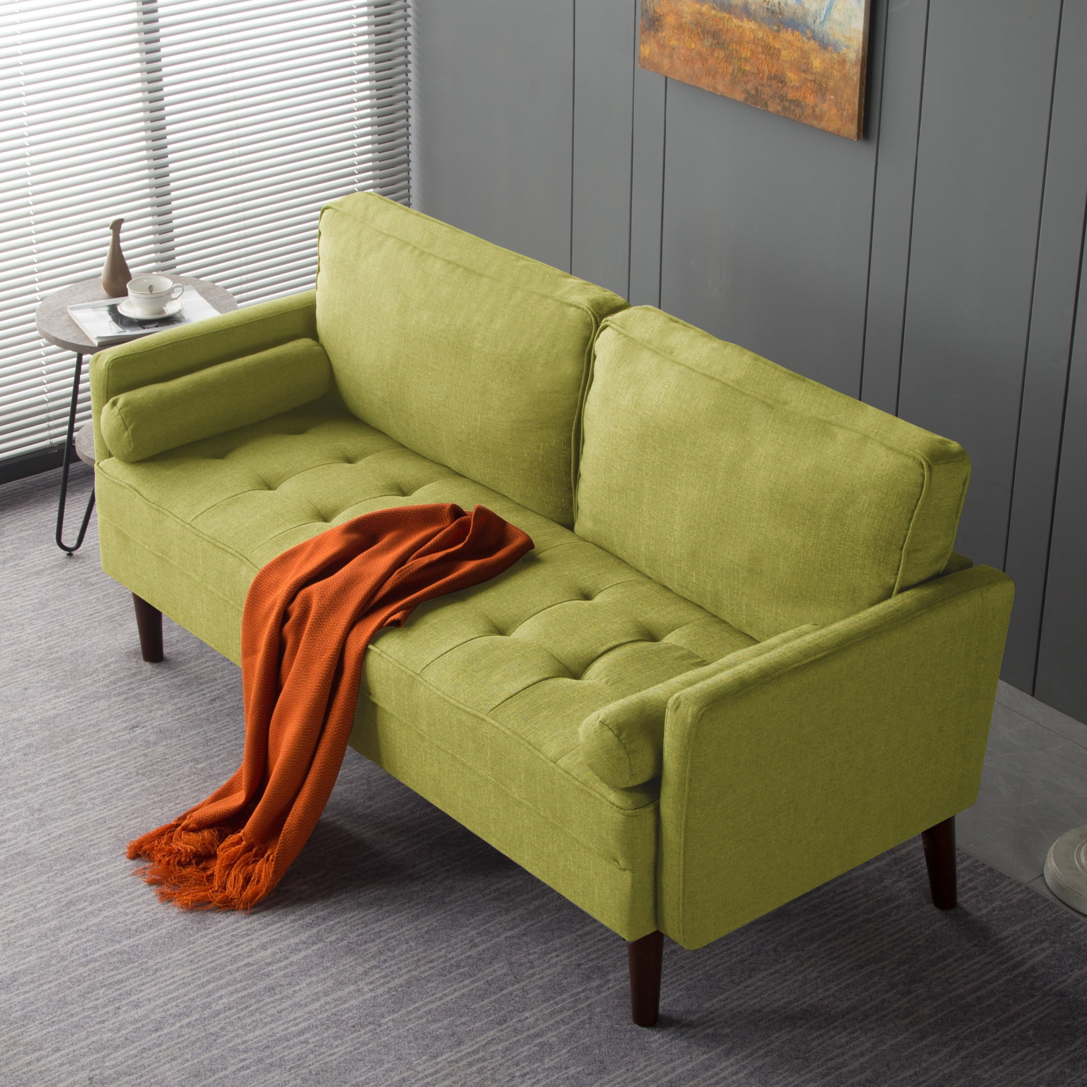 Gewnee 65" Modern Loveseat Couch, Upholstered Sofa with Removable Back ...