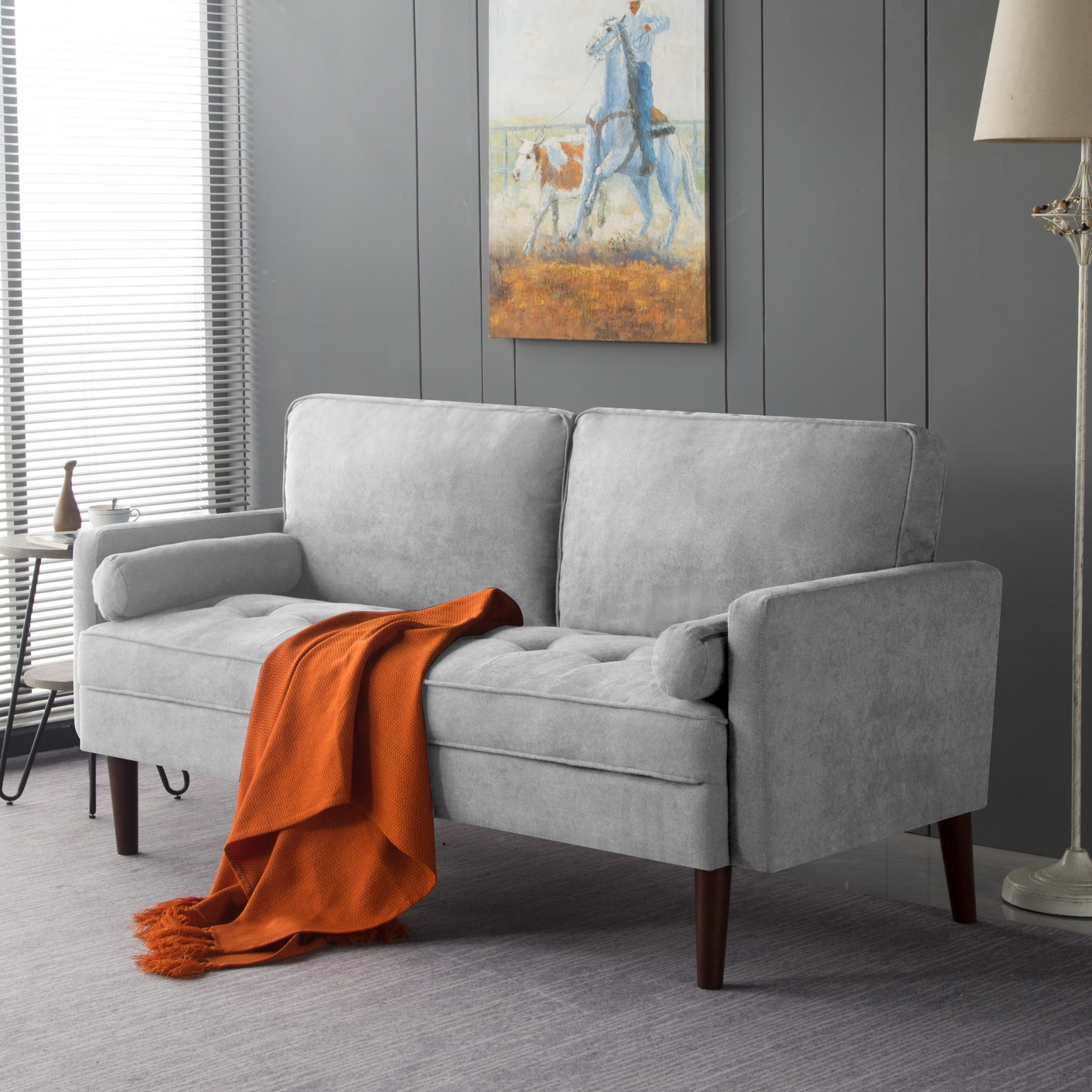 Gewnee 65" Modern Loveseat Couch, Upholstered Sofa with Removable Back ...