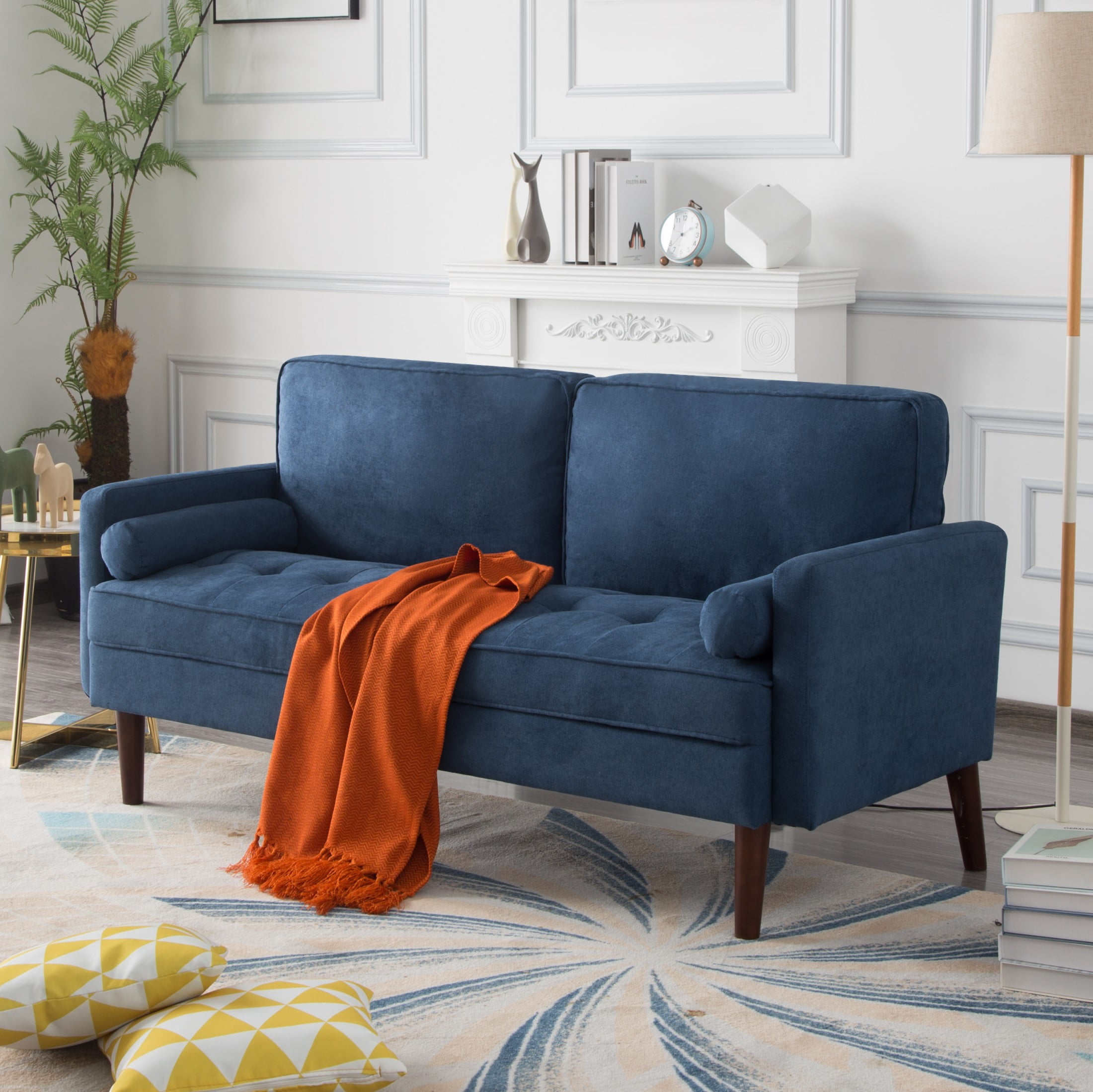 Gewnee 65" Modern Loveseat Couch, Upholstered Sofa with Removable Back ...