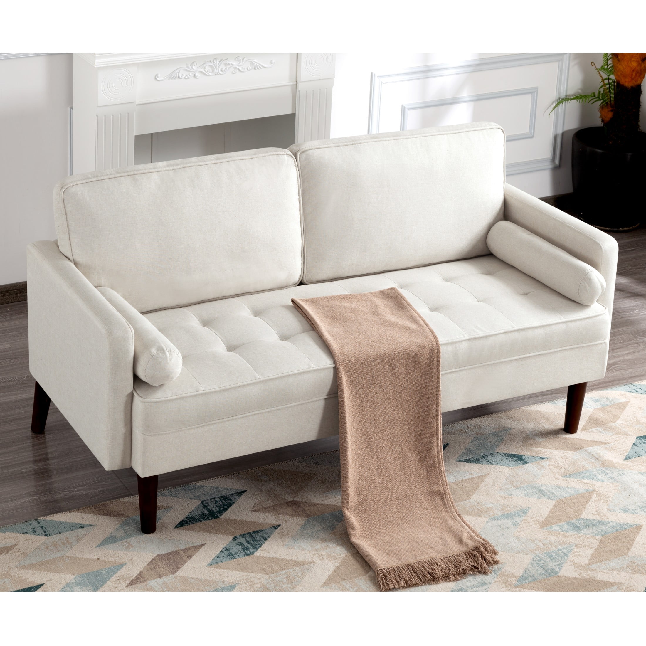 Gewnee 65" Modern Loveseat Couch, Upholstered Sofa with Removable Back ...