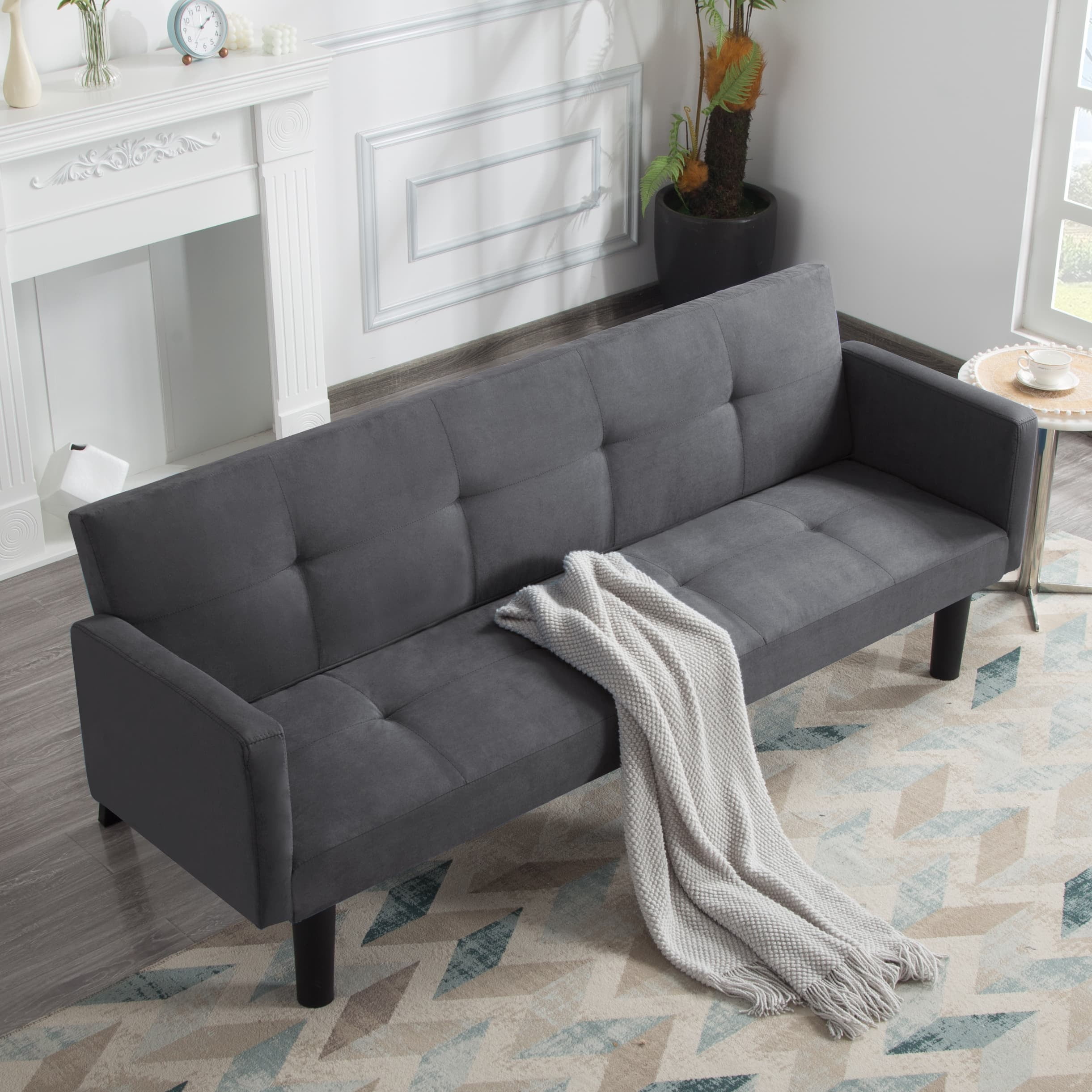 Gewnee 73.6" Futon Convertible Sofa Bed,with 3-Position Adjustable ...