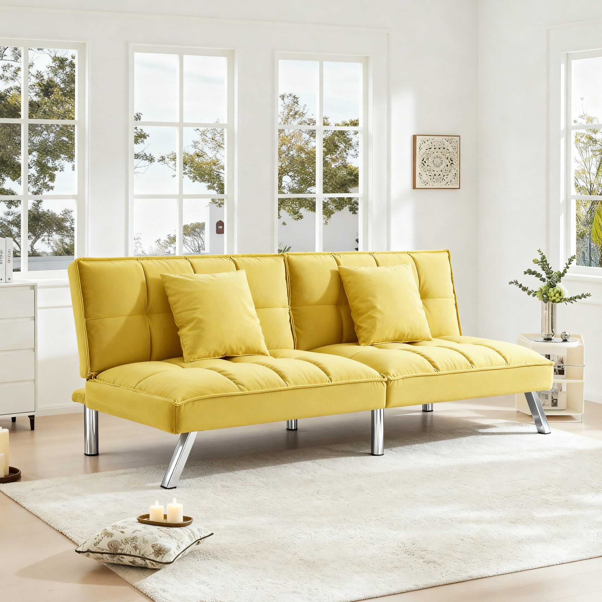 Gewnee 73 inches Futon Sofa Bed,Modern Reclining Futon Loveseat Couch ...